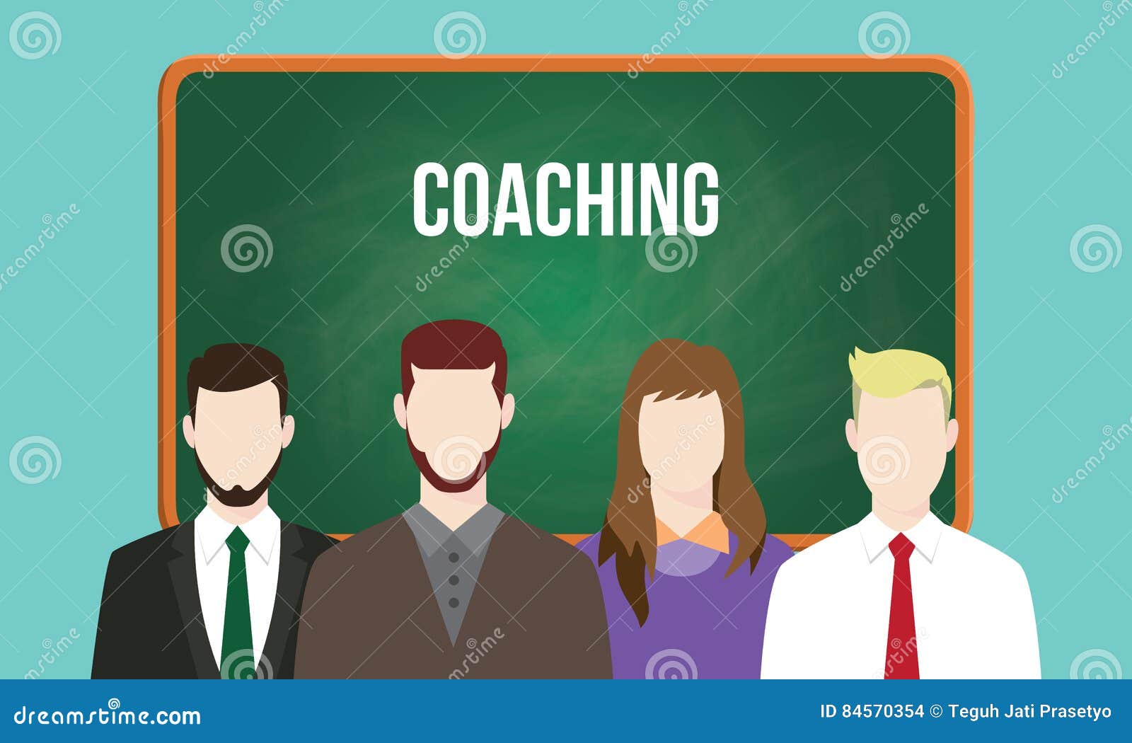 Coaching Concept in a Team Illustration with Text Written on Chalkboard ...