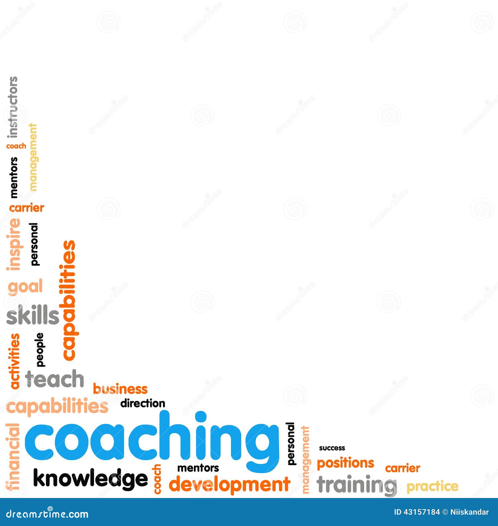COACHING. Concept With People, Letters And Icons. Flat Vector ...