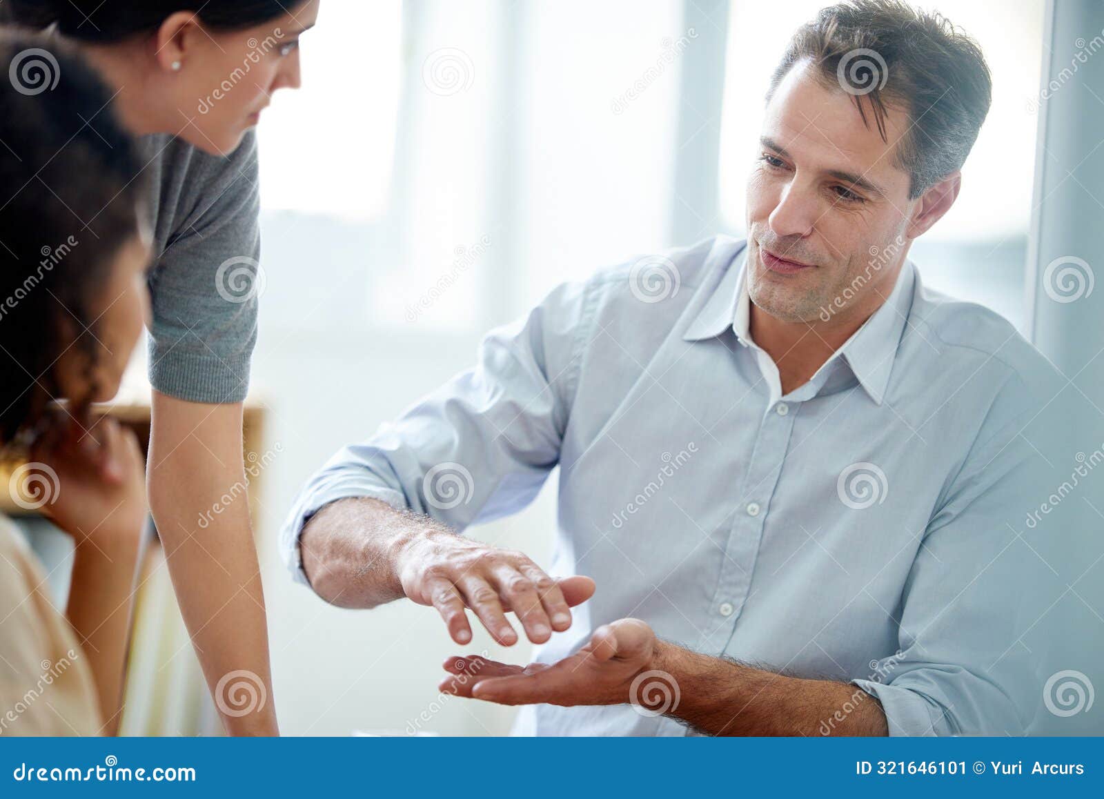 Coaching, Explain or Training with Manager and Employee Team in Office ...