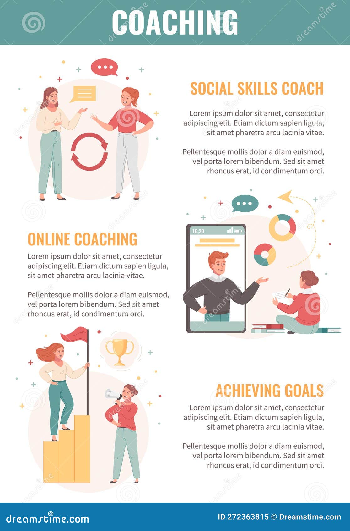 Coaching Flat Cartoon stock vector. Illustration of coach - 272363815