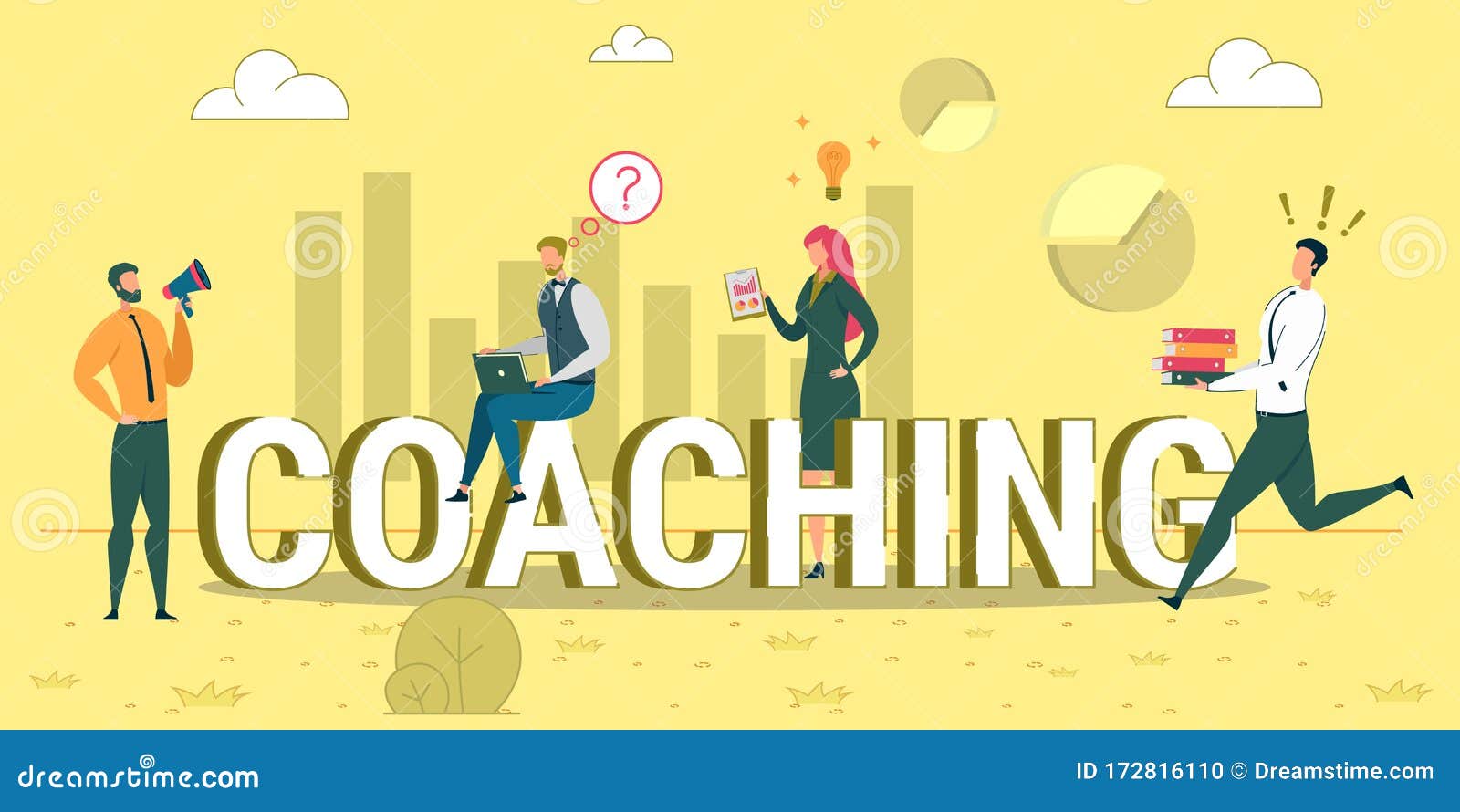 Coaching Flat Word Concept Banner Vector Template Stock Vector ...
