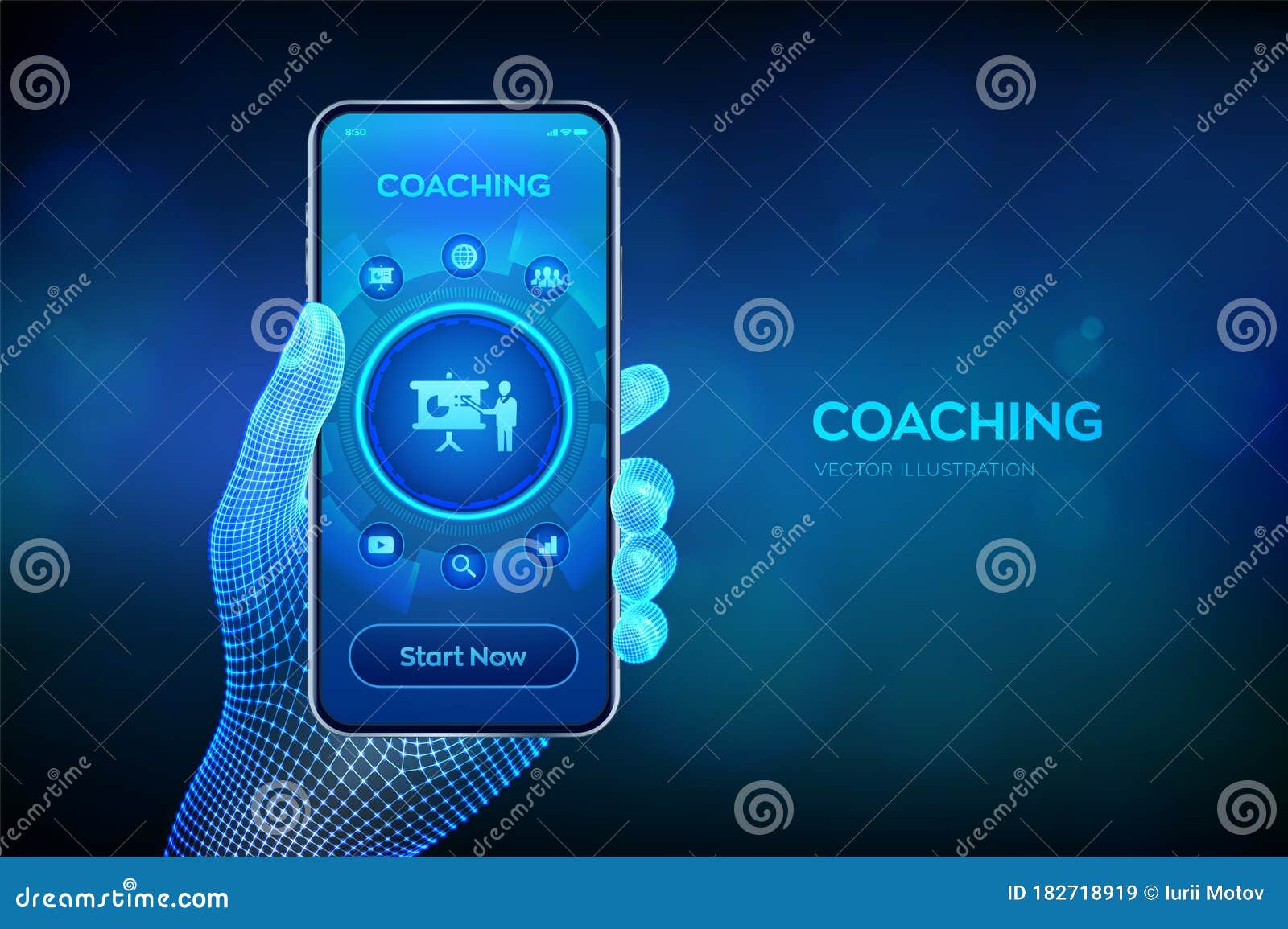 Coaching and Mentoring Concept on Virtual Screen. Personal Development ...