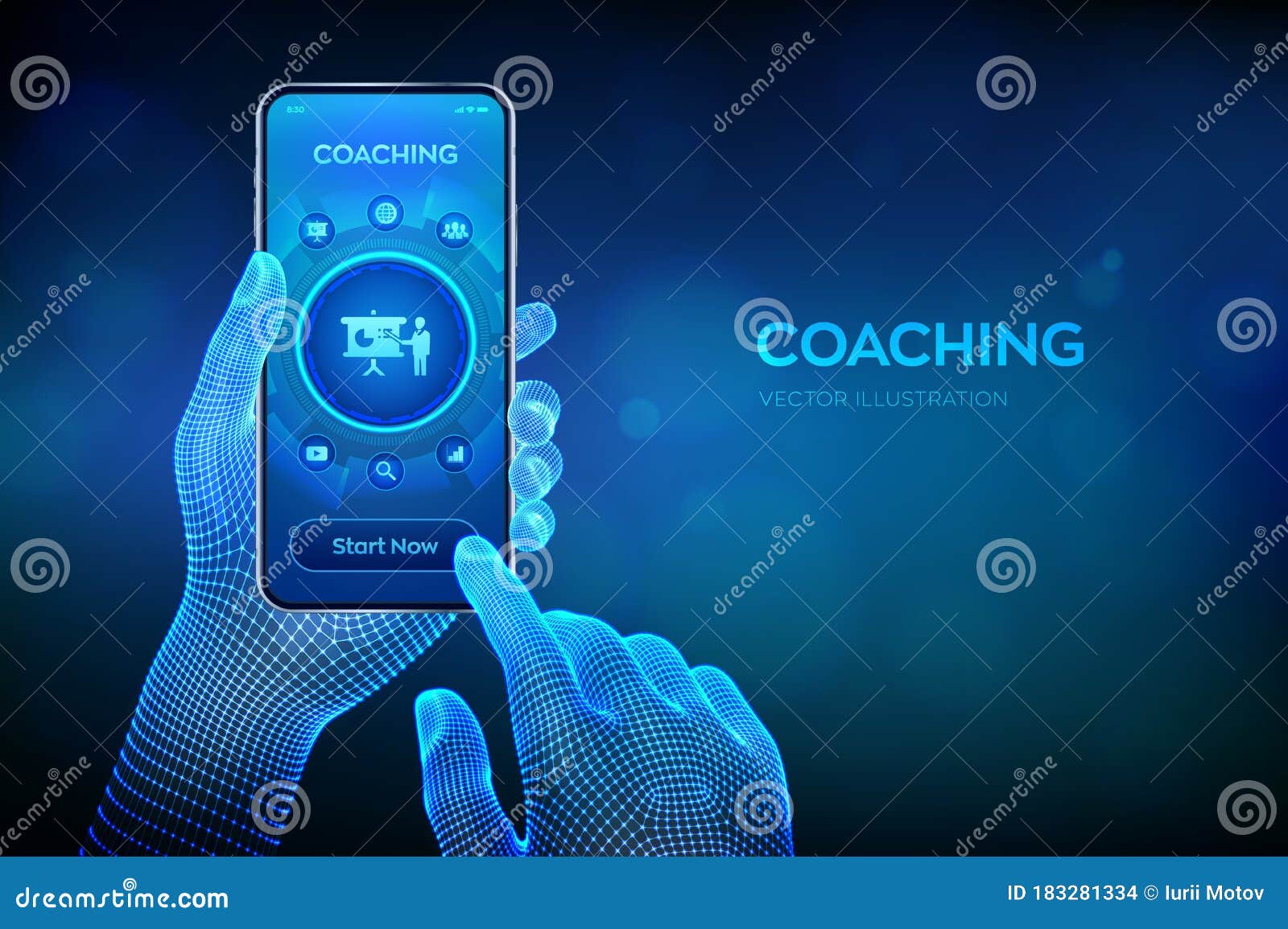Coaching and Mentoring Concept on Virtual Screen. Personal Development ...