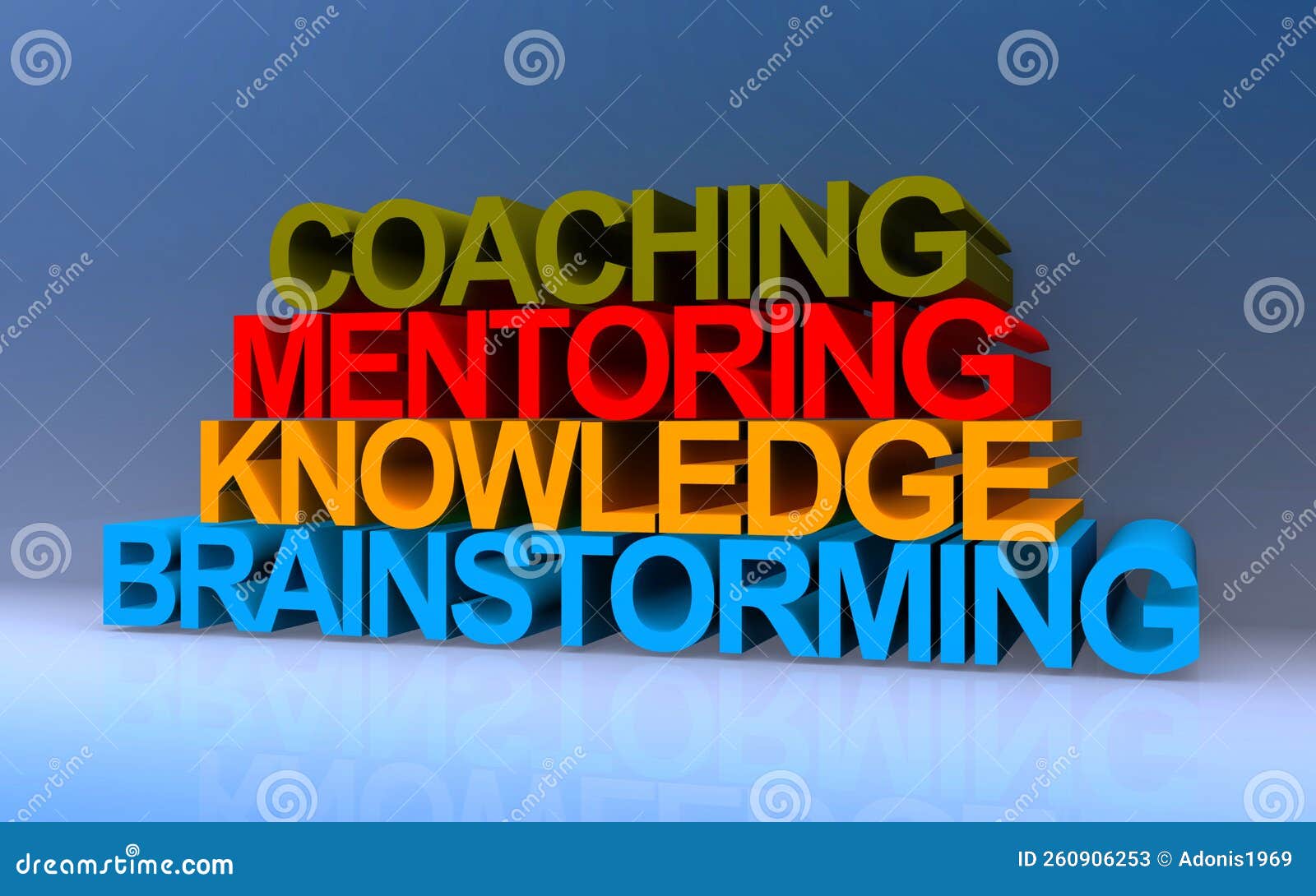 Coaching Mentoring Knowledge Brainstorming on Blue Stock Illustration ...