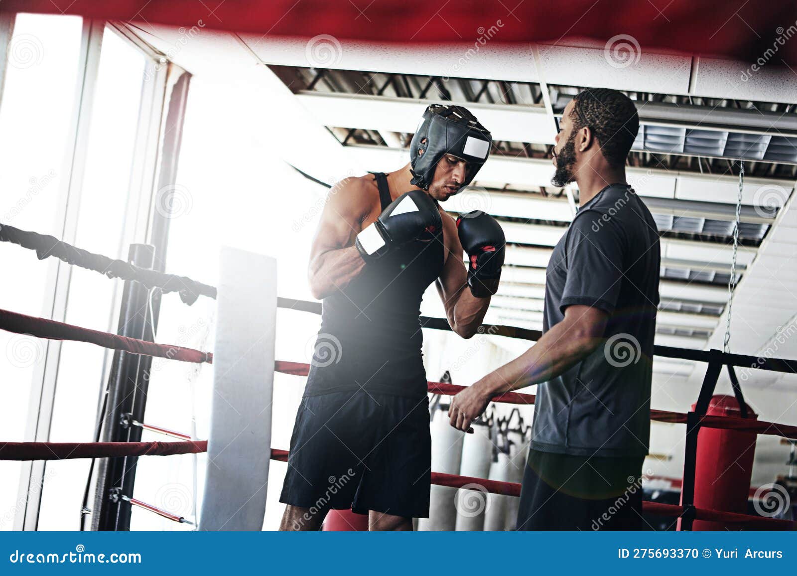 Coaching the Next World Champion. a Man Training in the Boxing Ring ...