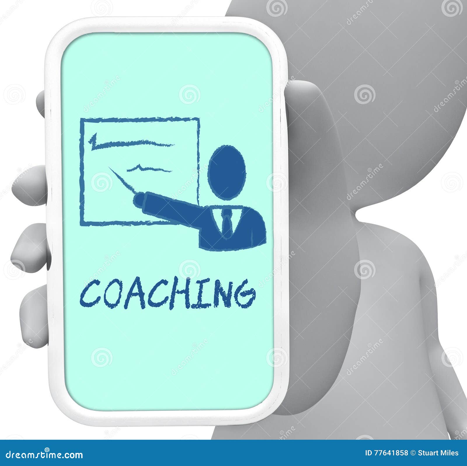 Coaching Online Represents Give Lessons and Cellphone 3d Rendering ...