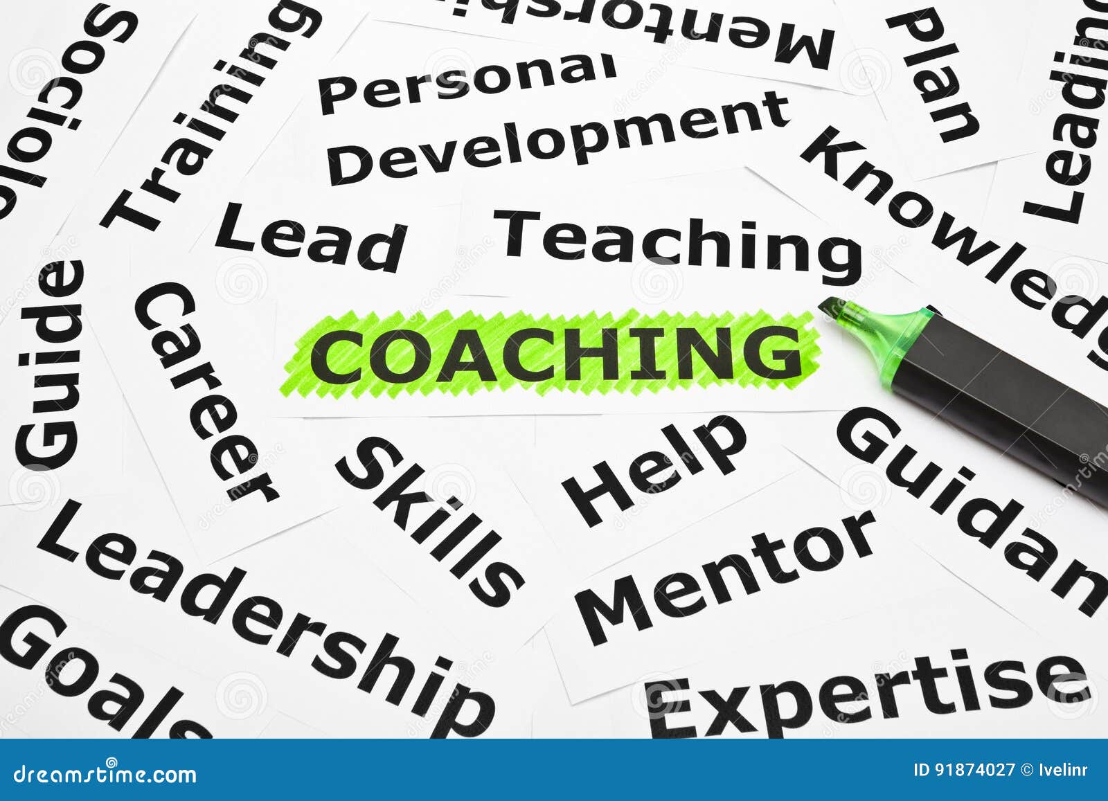 Coaching with Other Related Words Stock Image - Image of highlighted ...