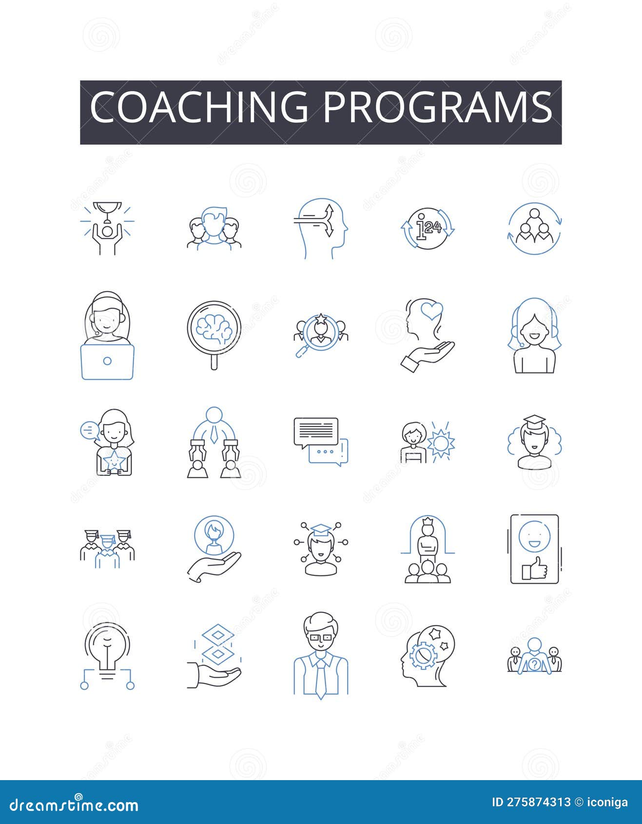 Coaching Programs Line Icons Collection. Leadership Training ...