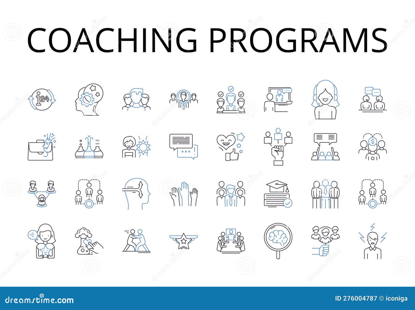 Coaching Programs Line Icons Collection. Leadership Training ...