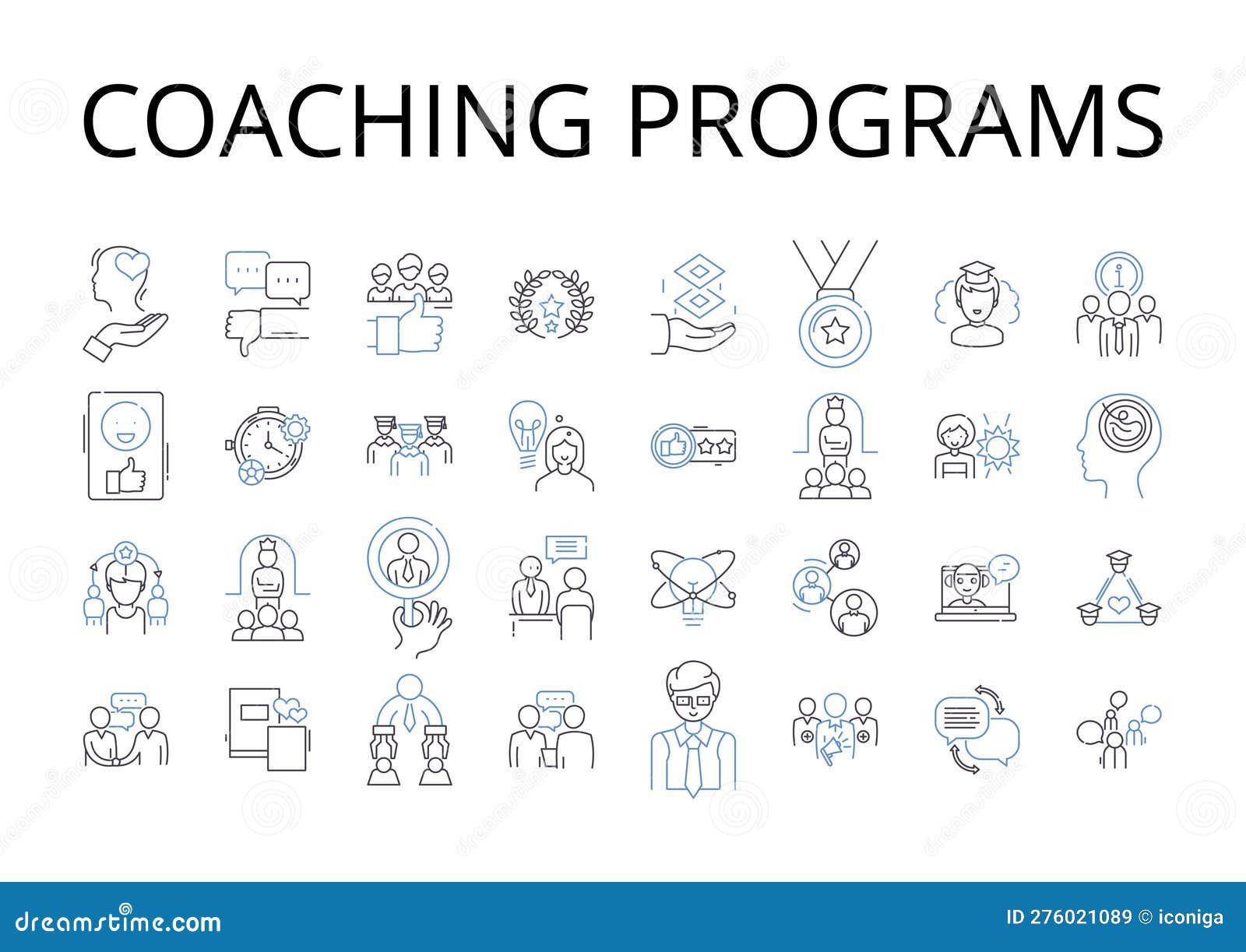 Coaching Programs Line Icons Collection. Leadership Training ...