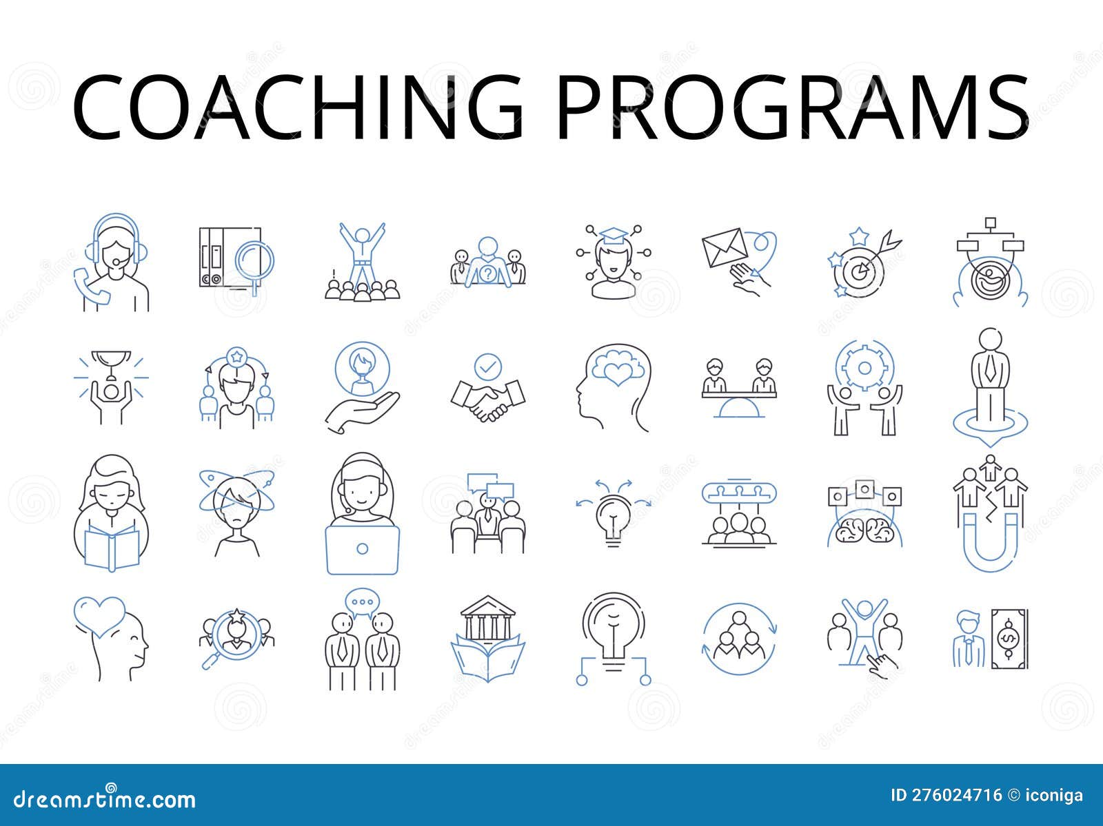 Coaching Programs Line Icons Collection. Leadership Training ...