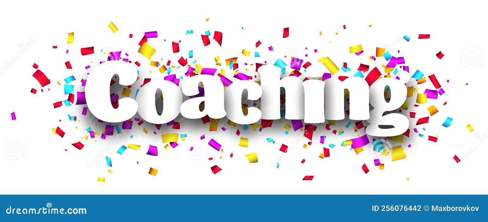 Coaching Sign Over Cut Ribbon Confetti Background Stock Vector ...