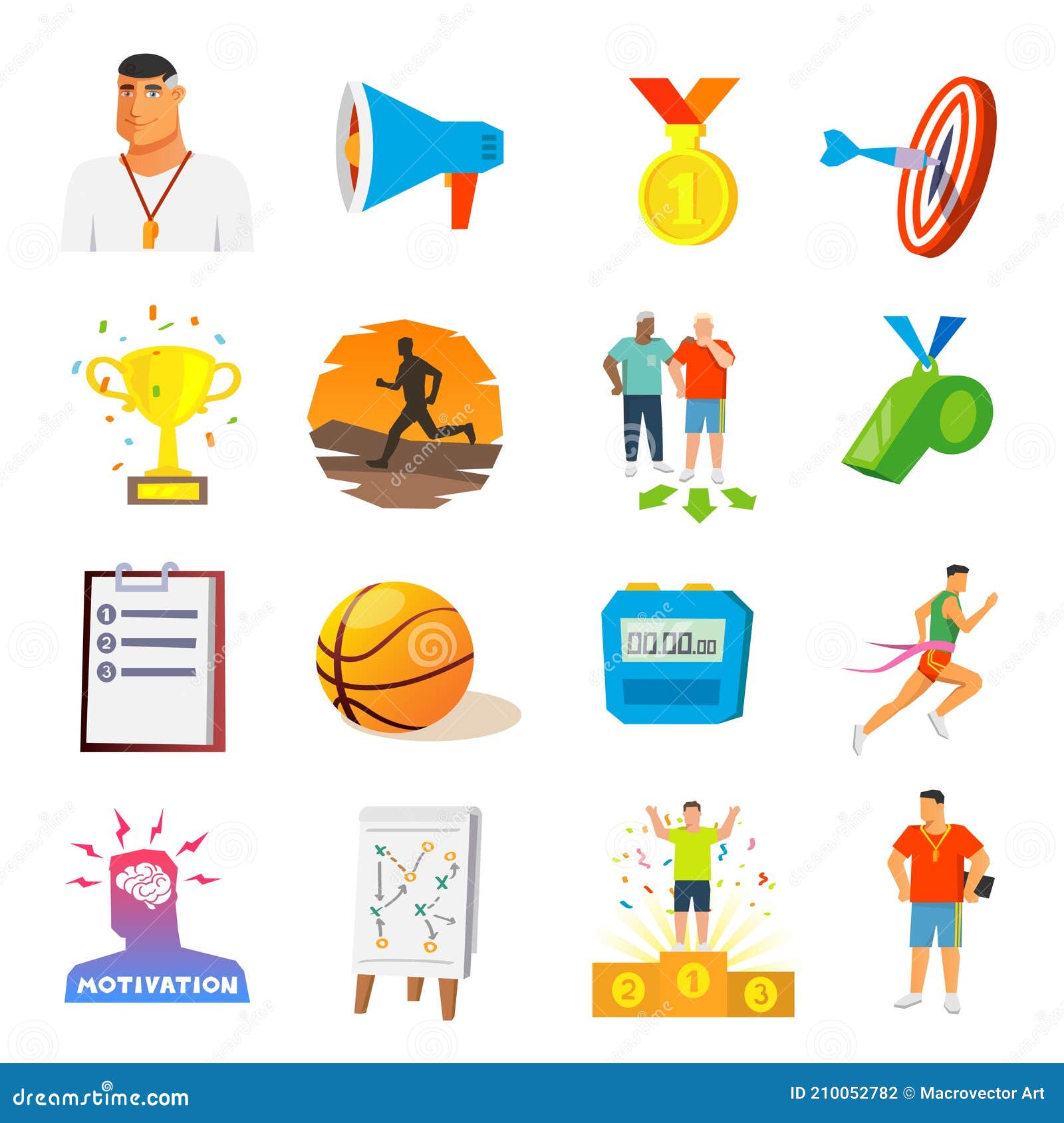 Coaching and Sport Flat Icons Stock Vector - Illustration of ...