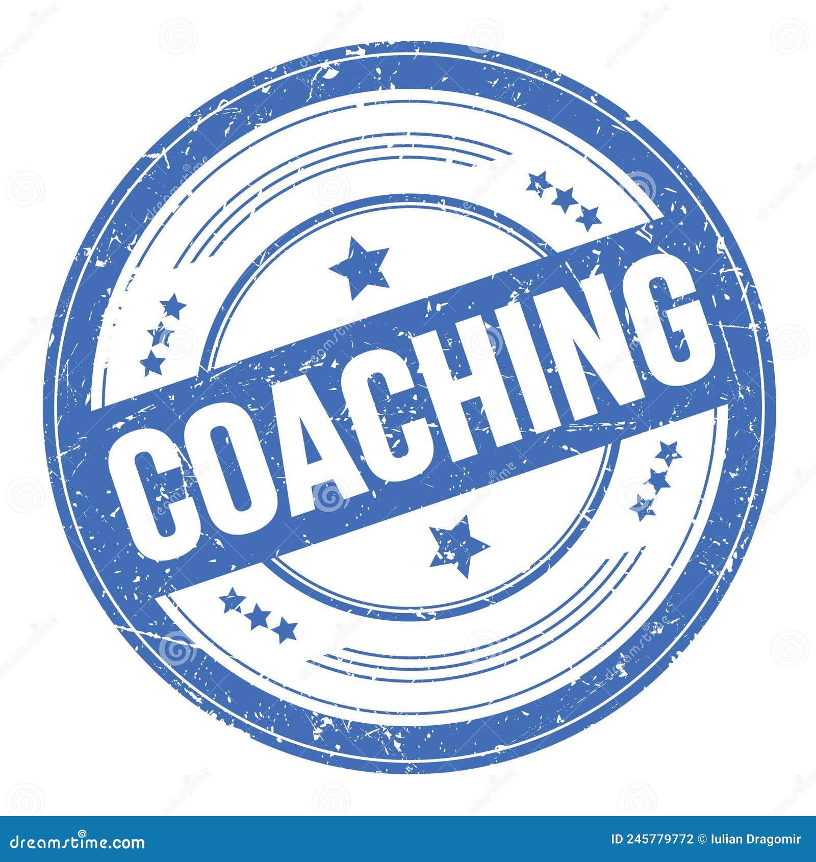 COACHING Text on Blue Round Grungy Stamp Stock Illustration ...