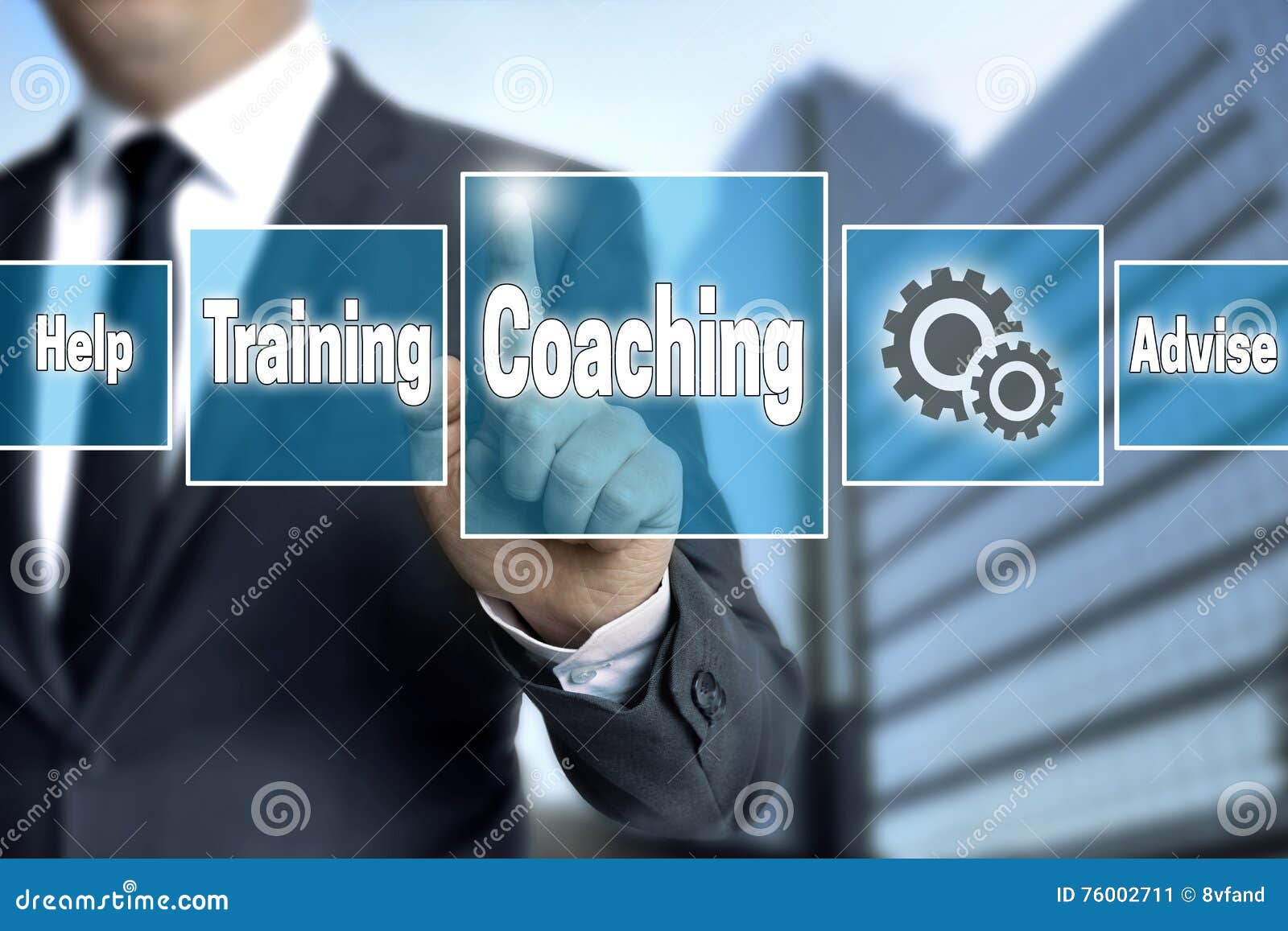 Coaching Touchscreen is Operated by Businessman Stock Image - Image of ...