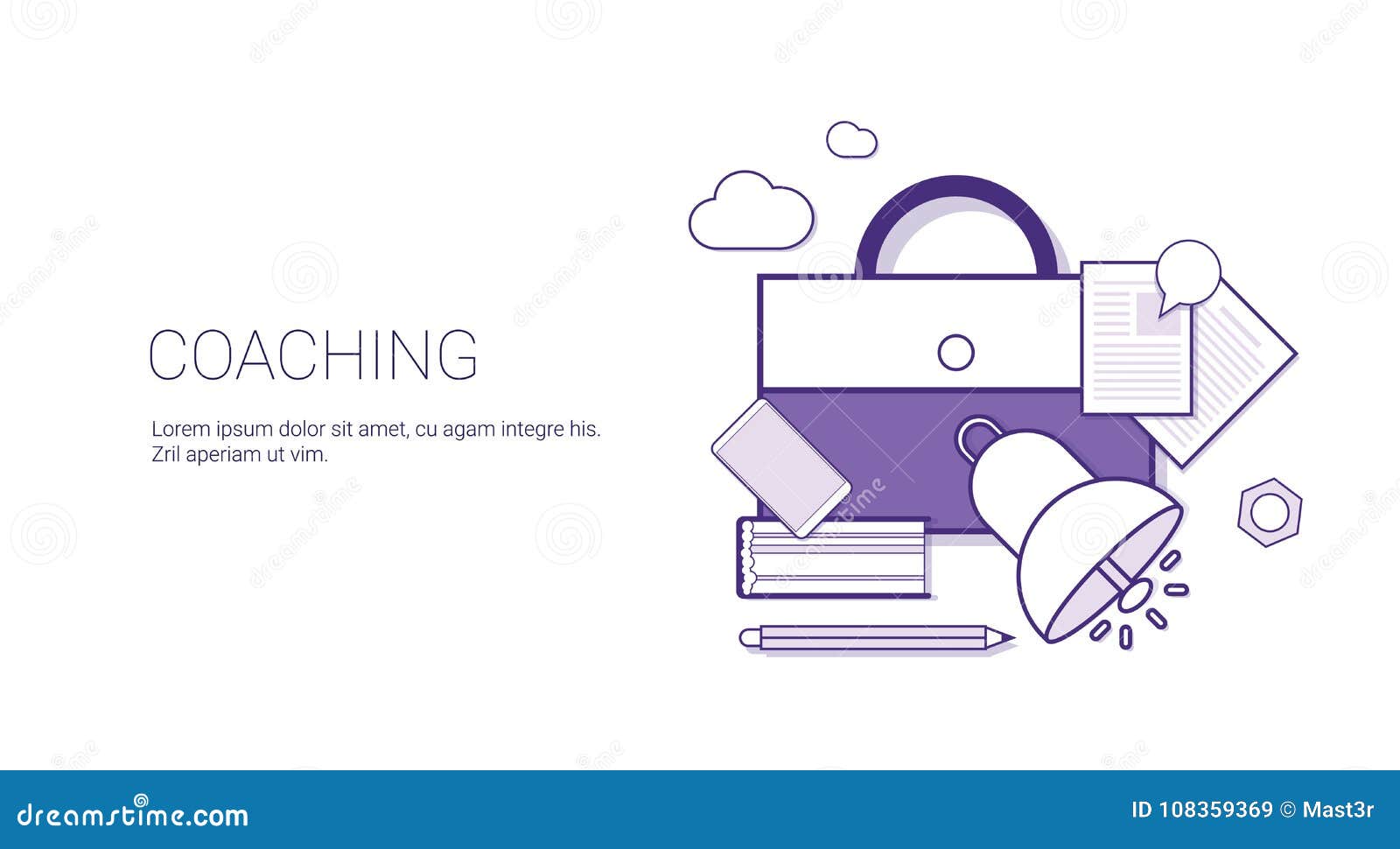 Coaching Training Business Teaching Concept Banner with Copy Space Thin ...