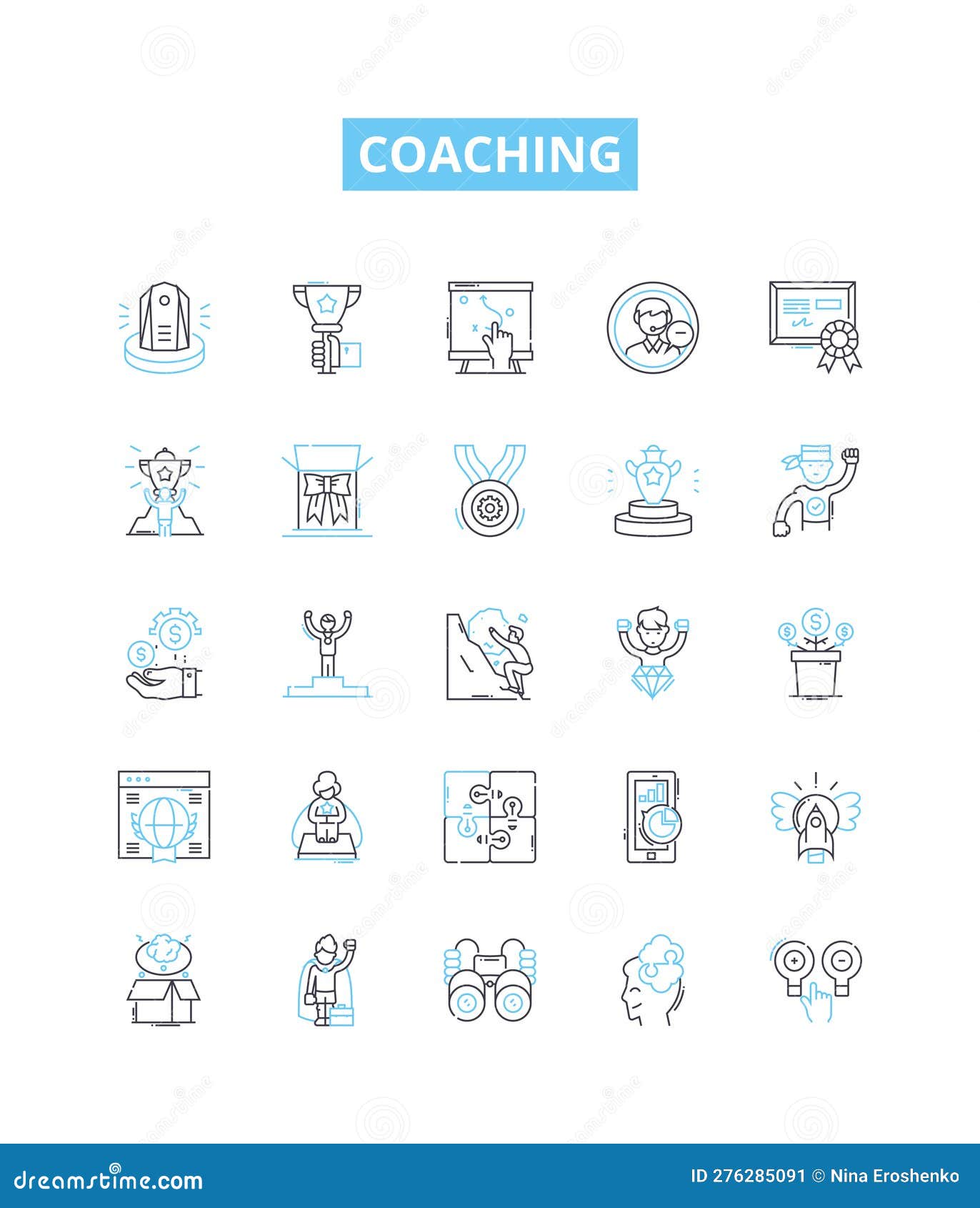 Coaching Vector Line Icons Set. Coaching, Tutoring, Training, Mentoring ...
