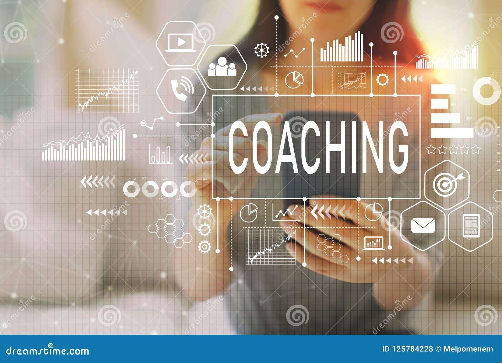 Coaching with Woman Using a Smartphone Stock Photo - Image of concept ...