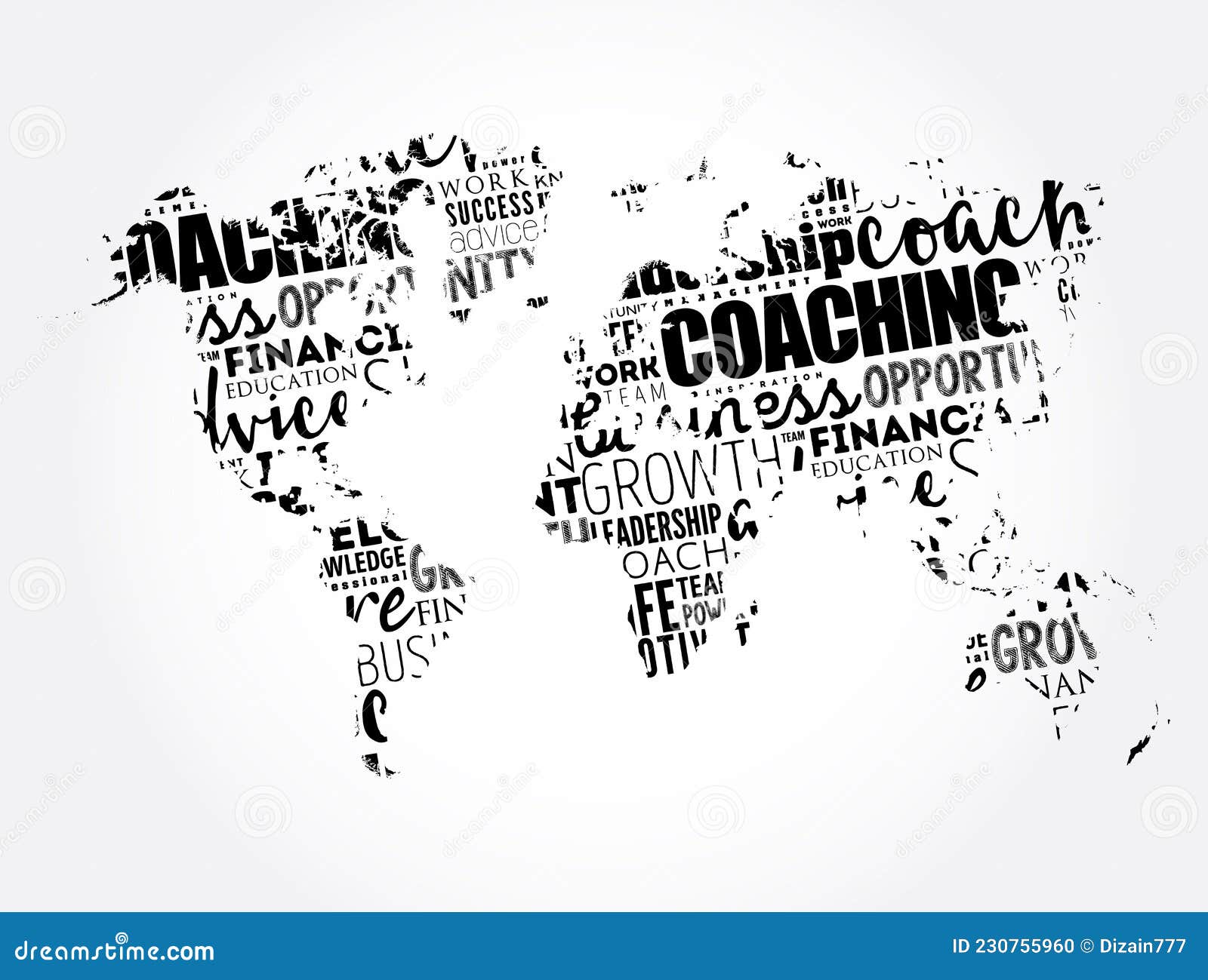 Coaching Word Cloud in Shape of World Map, Business Concept Background ...