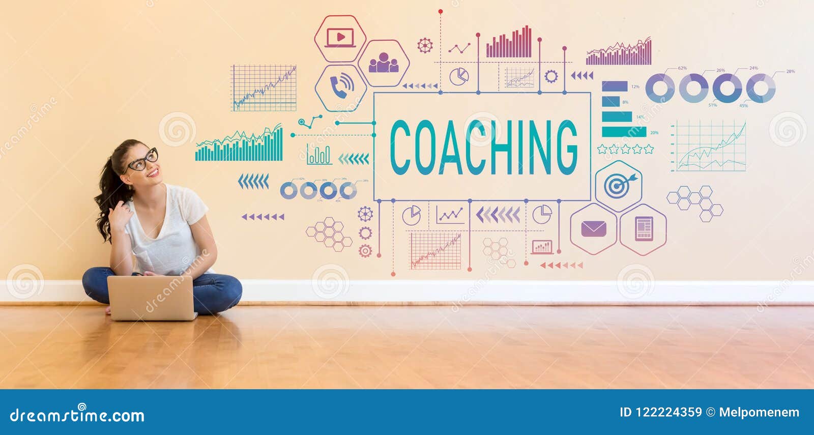 Coaching with Young Woman Using a Laptop Computer Stock Image - Image ...