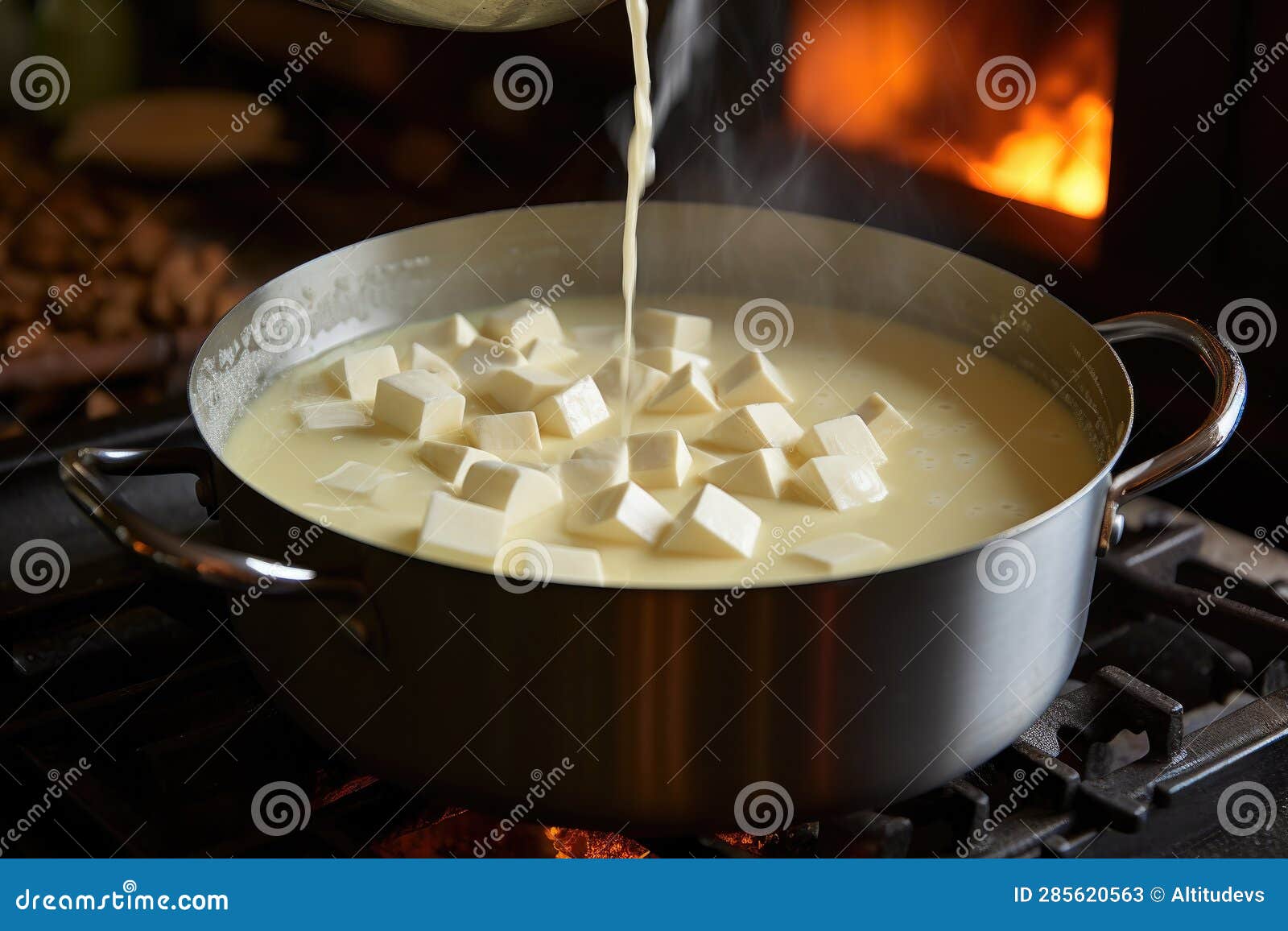 Coagulated Soy Milk in a Pot during Tofu Making Process Stock ...