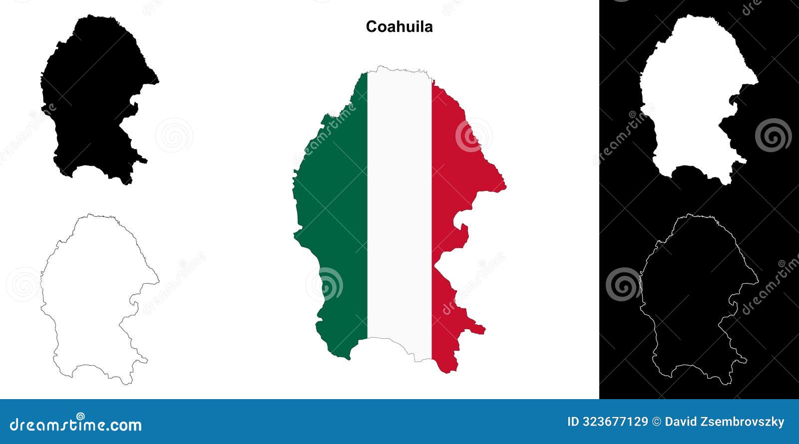 Coahuila outline map stock vector. Illustration of states - 323677129