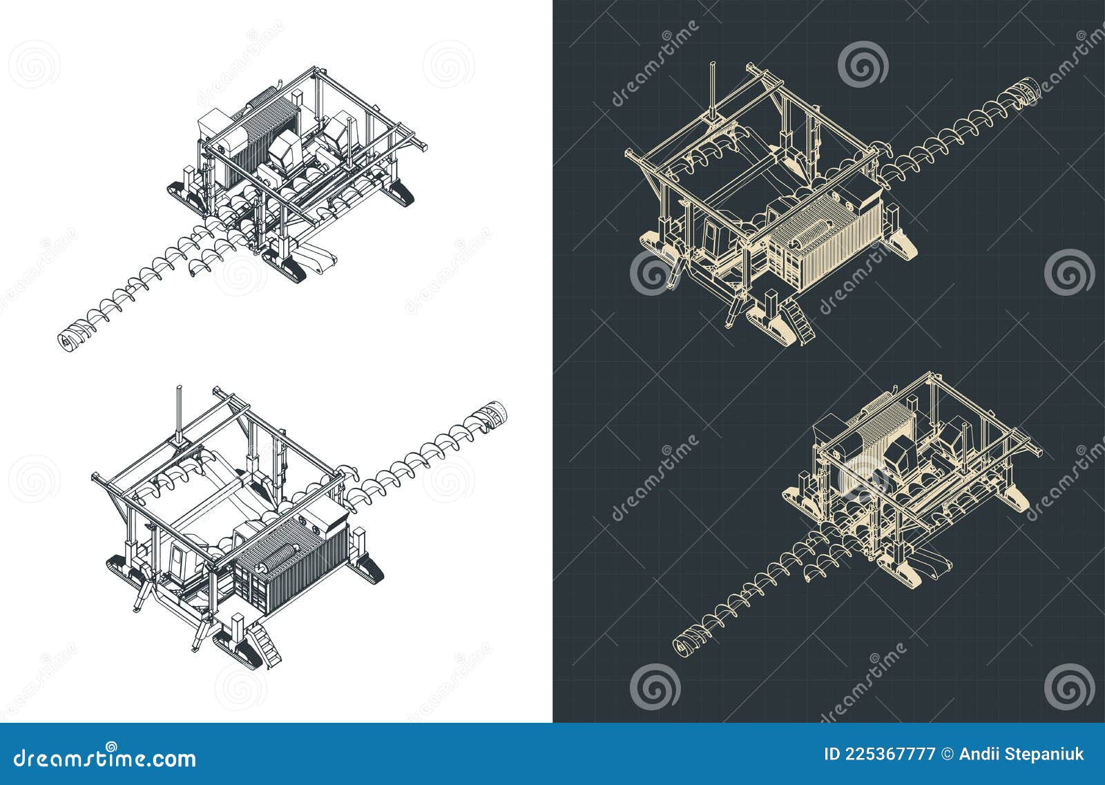 Coal Auger System Blueprints Stock Vector - Illustration of tech, heavy ...