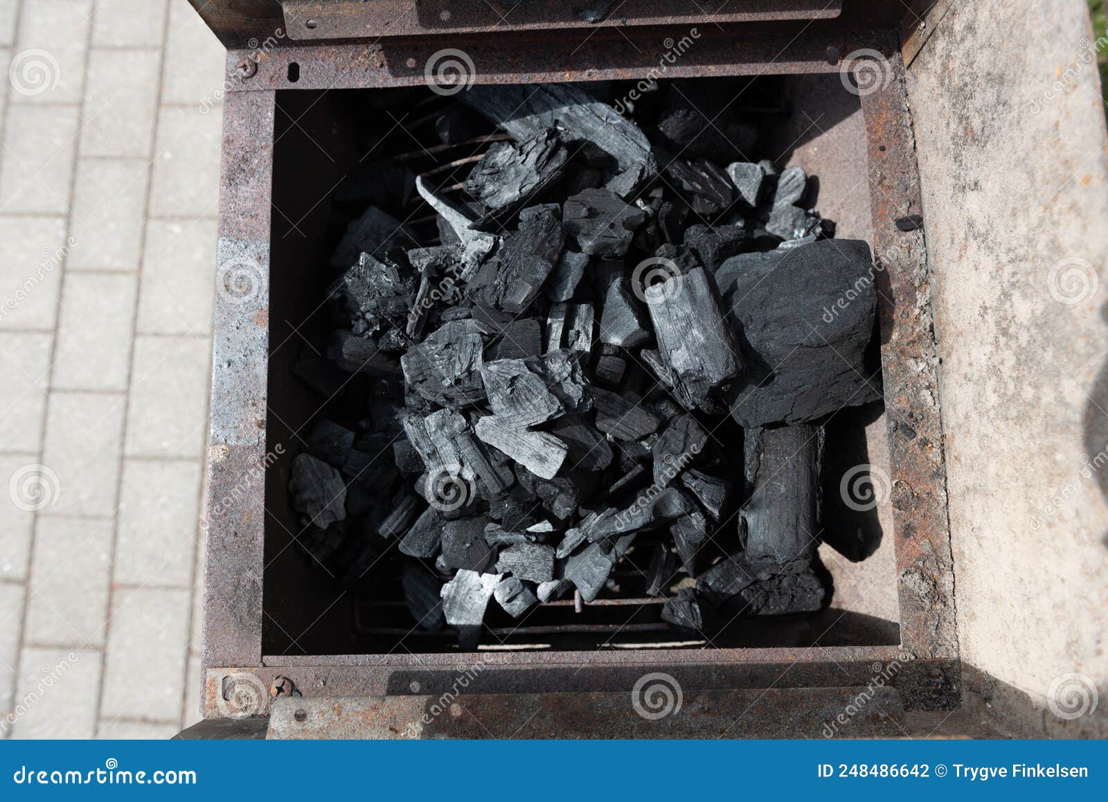 Coal on a Barbeque Ready To Be Lit.. Stock Photo - Image of meat ...