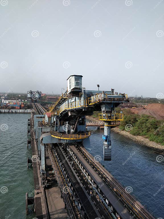 Coal cargo loading machine stock photo. Image of ship - 256496620