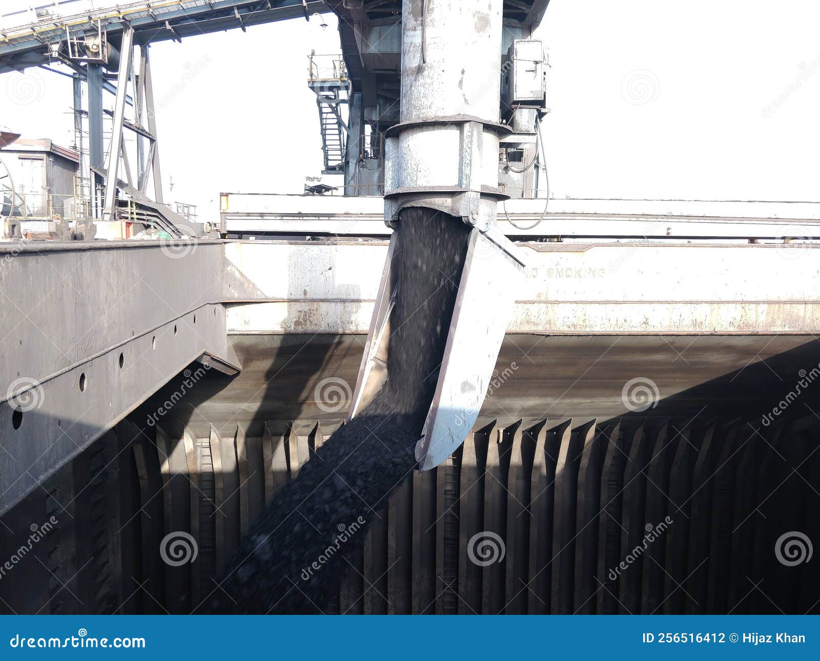 Coal Cargo Loading into Ship Hatch Stock Photo - Image of industry ...