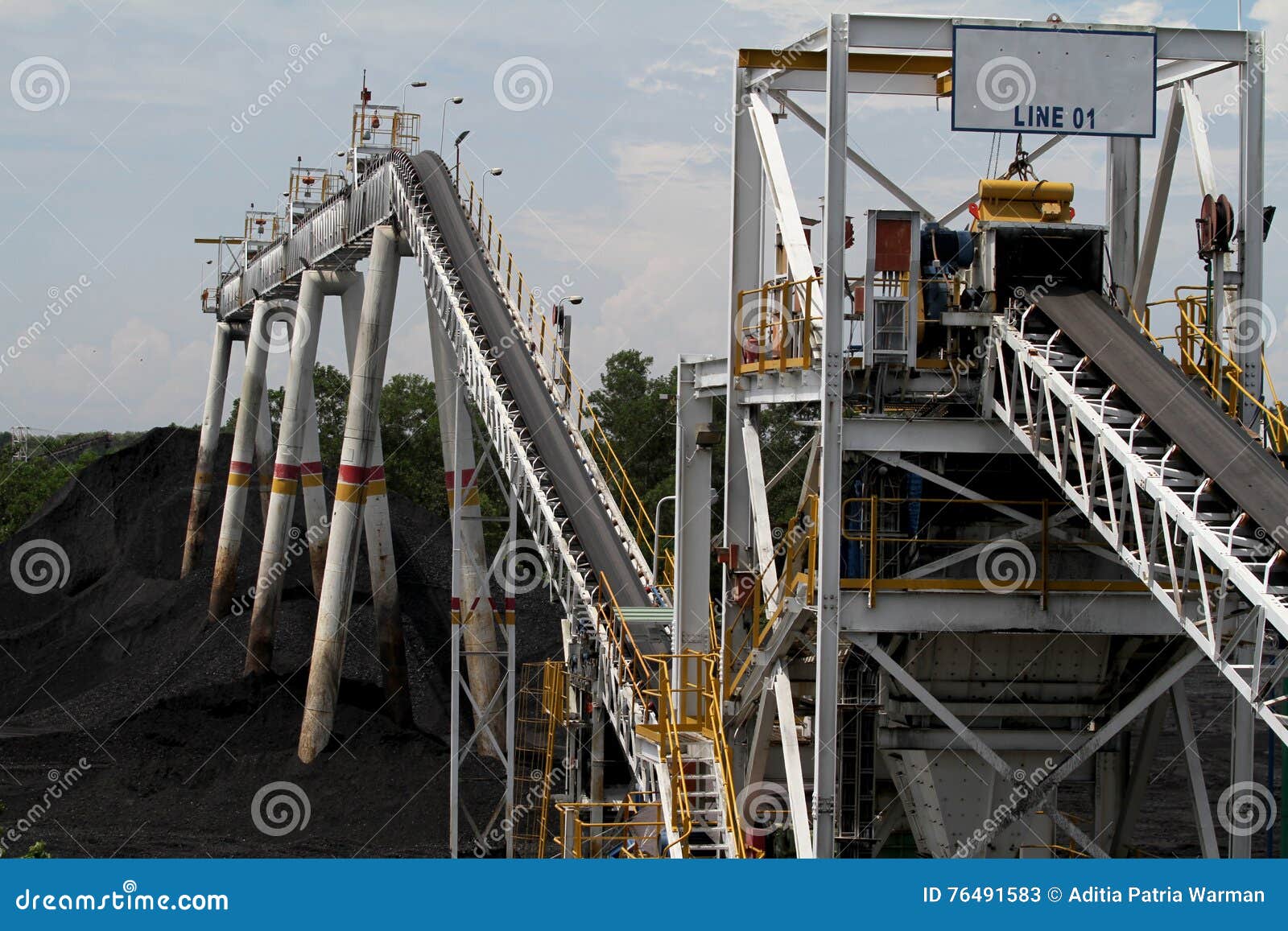 Coal Conveyor Belt stock image. Image of transportation - 76491583