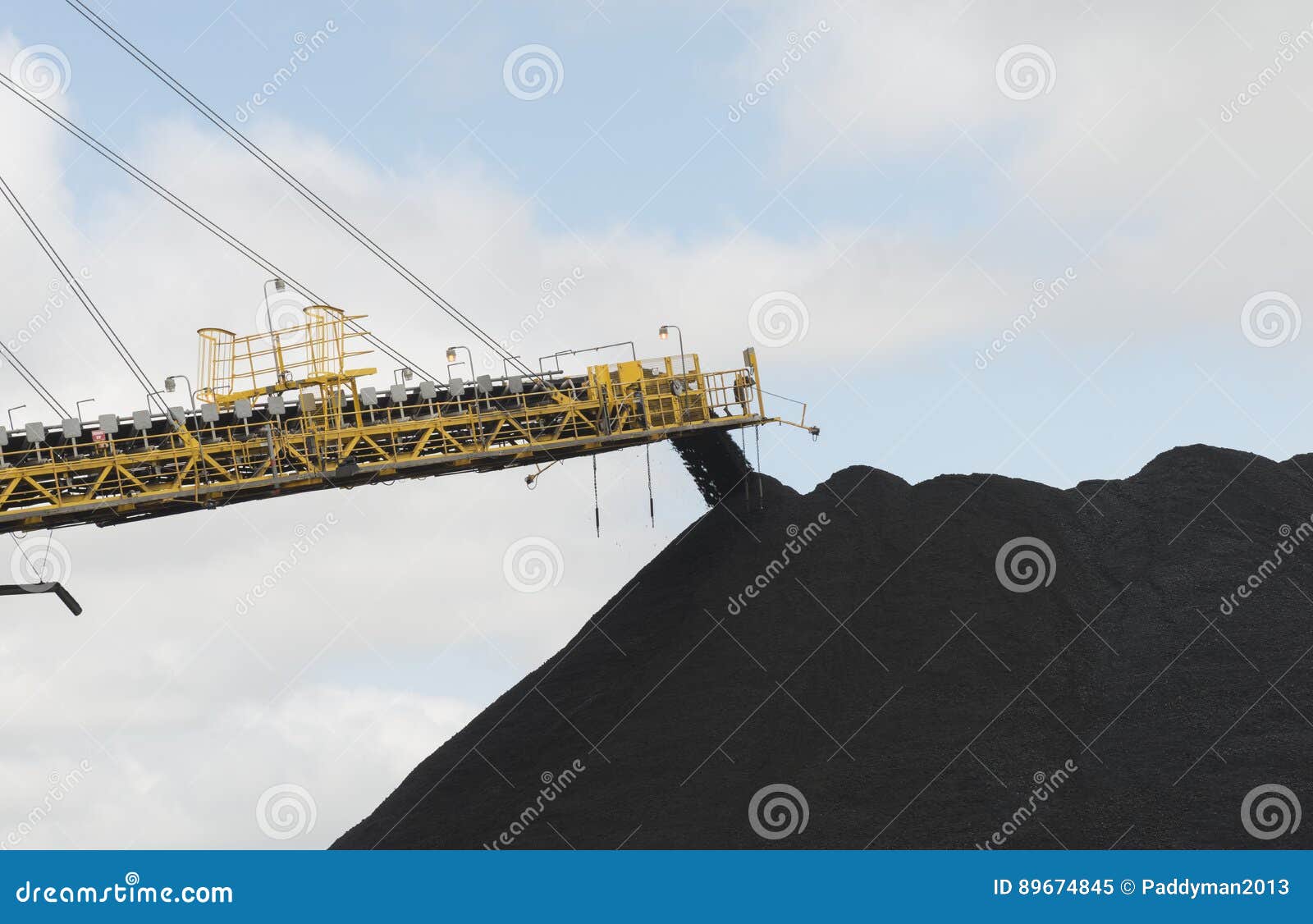 Coal Conveyor Machinery Stacking the Coal in Piles Stock Image - Image ...