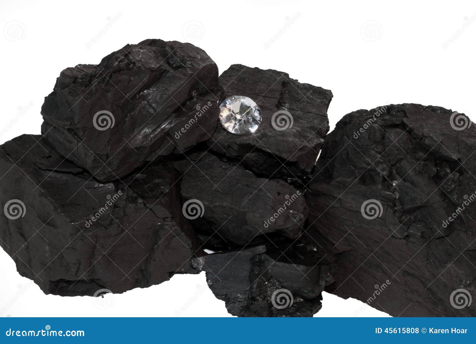Coal and Diamond on White Background Stock Photo - Image of mineral ...