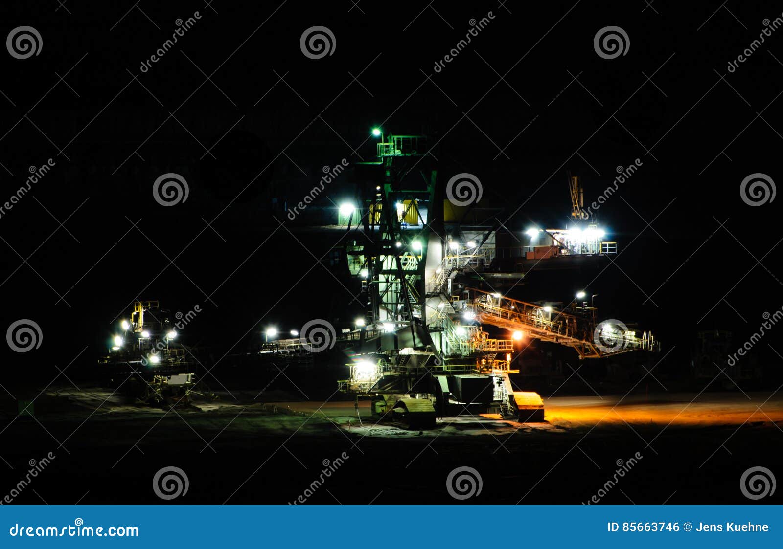 Coal Digging Machine As Night Stock Photo - Image of long, dark: 85663746