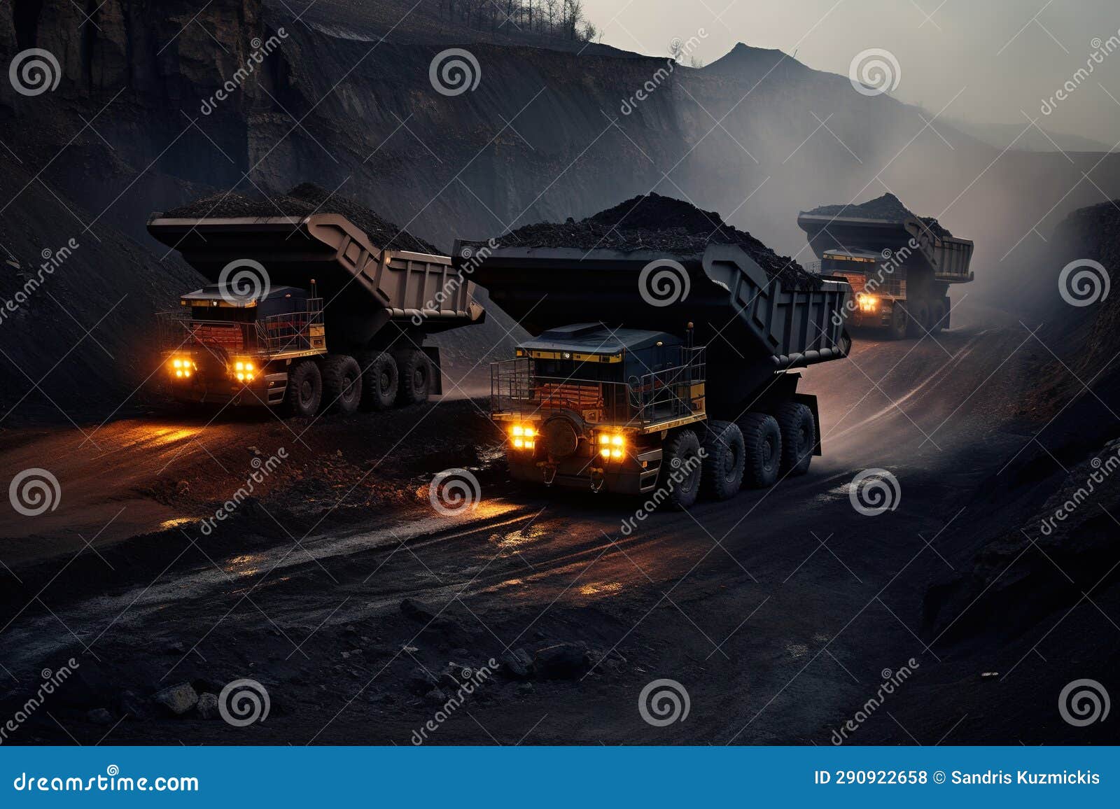 Coal Dump Trucks in an Open Cut Coal Mine. Generative AI Stock ...