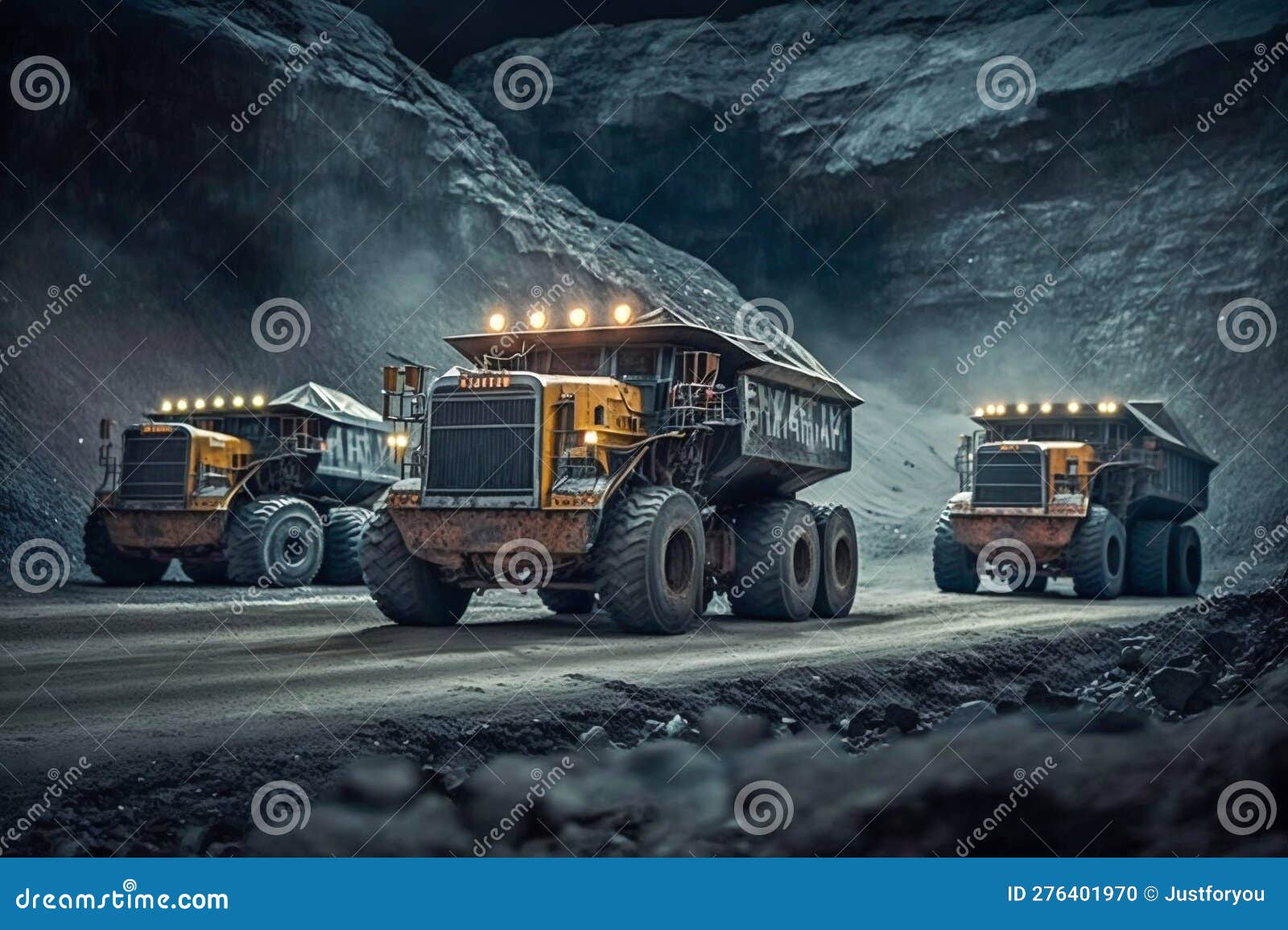 Coal Dump Trucks in an Open Cut Coal Mine. Generative Ai Stock ...