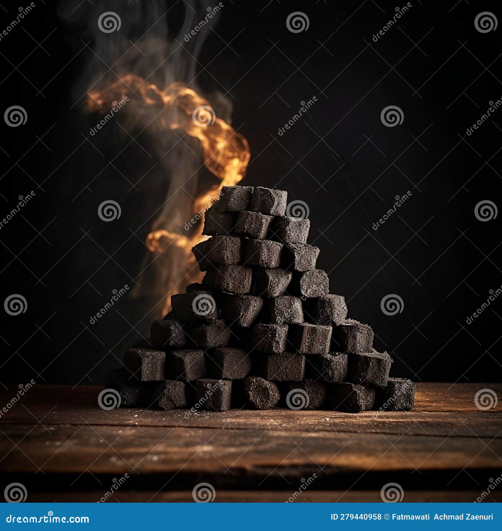 Coal Energy Burning Stack with Fire and Dark Background, Generative AI ...
