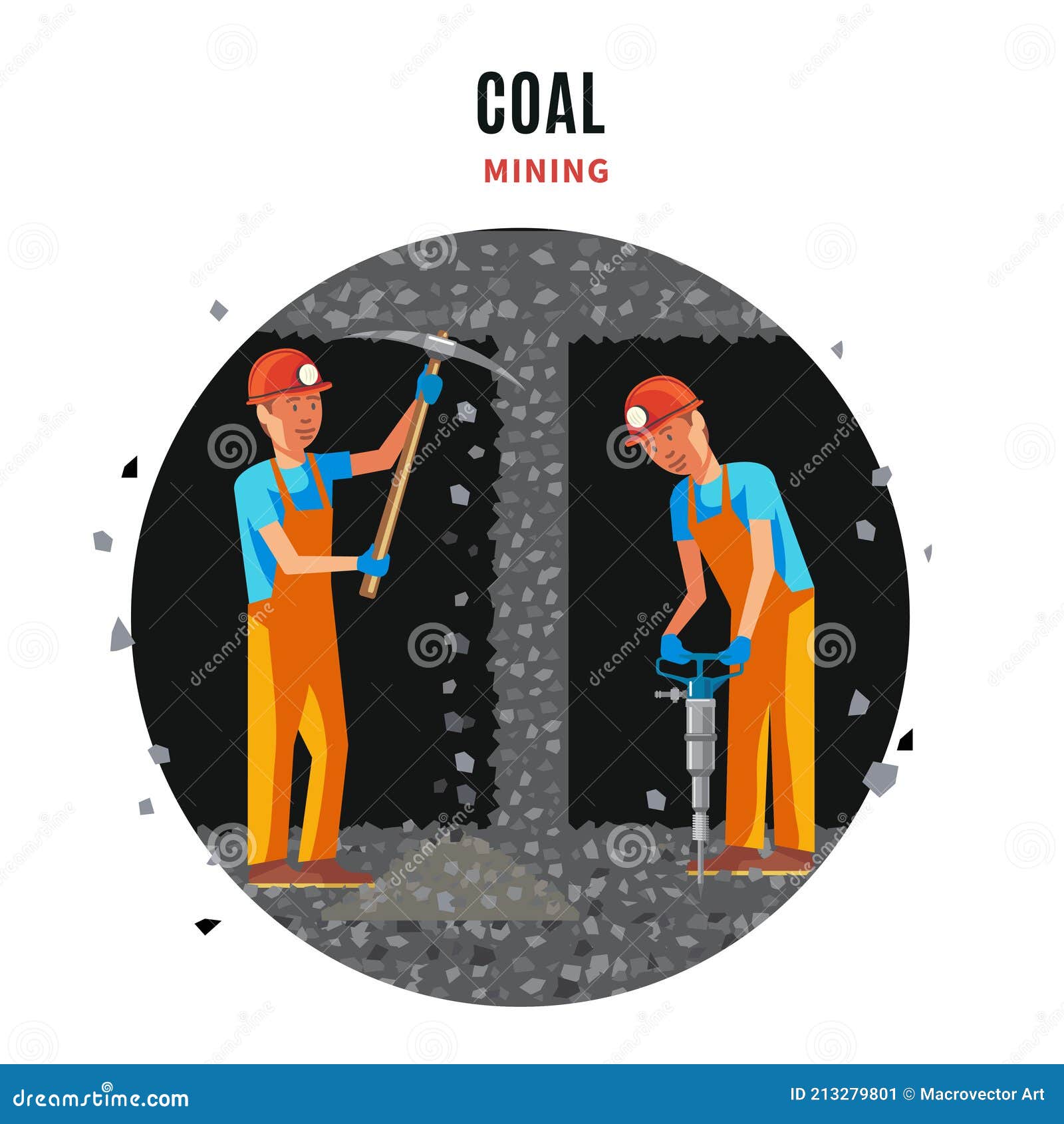 Coal Extraction Flat Template Stock Vector - Illustration of ...