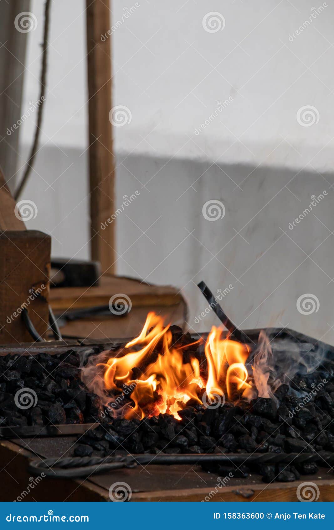 Blacksmith cole fire stock photo. Image of burn, forge - 158363600