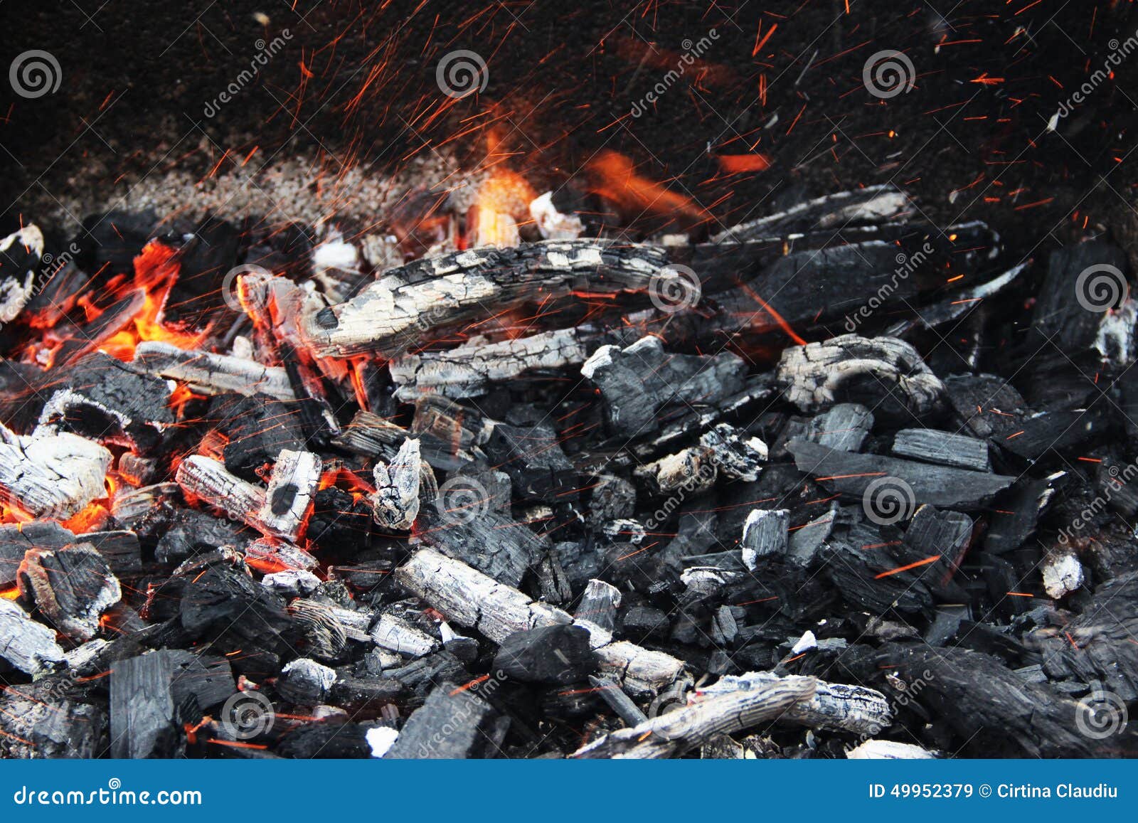 Coal on fire stock image. Image of embers, home, sparks - 49952379