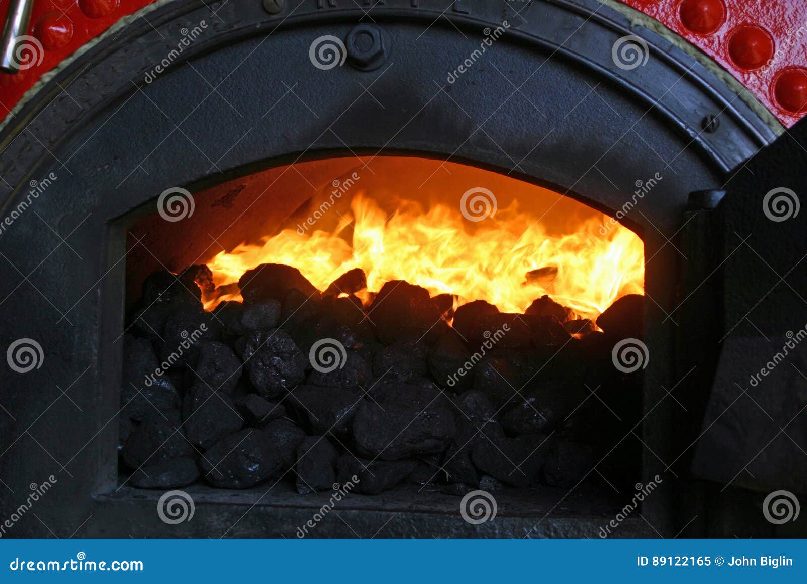 Coal Fire in Steam Engine Boiler Stock Image - Image of fire, smoke ...