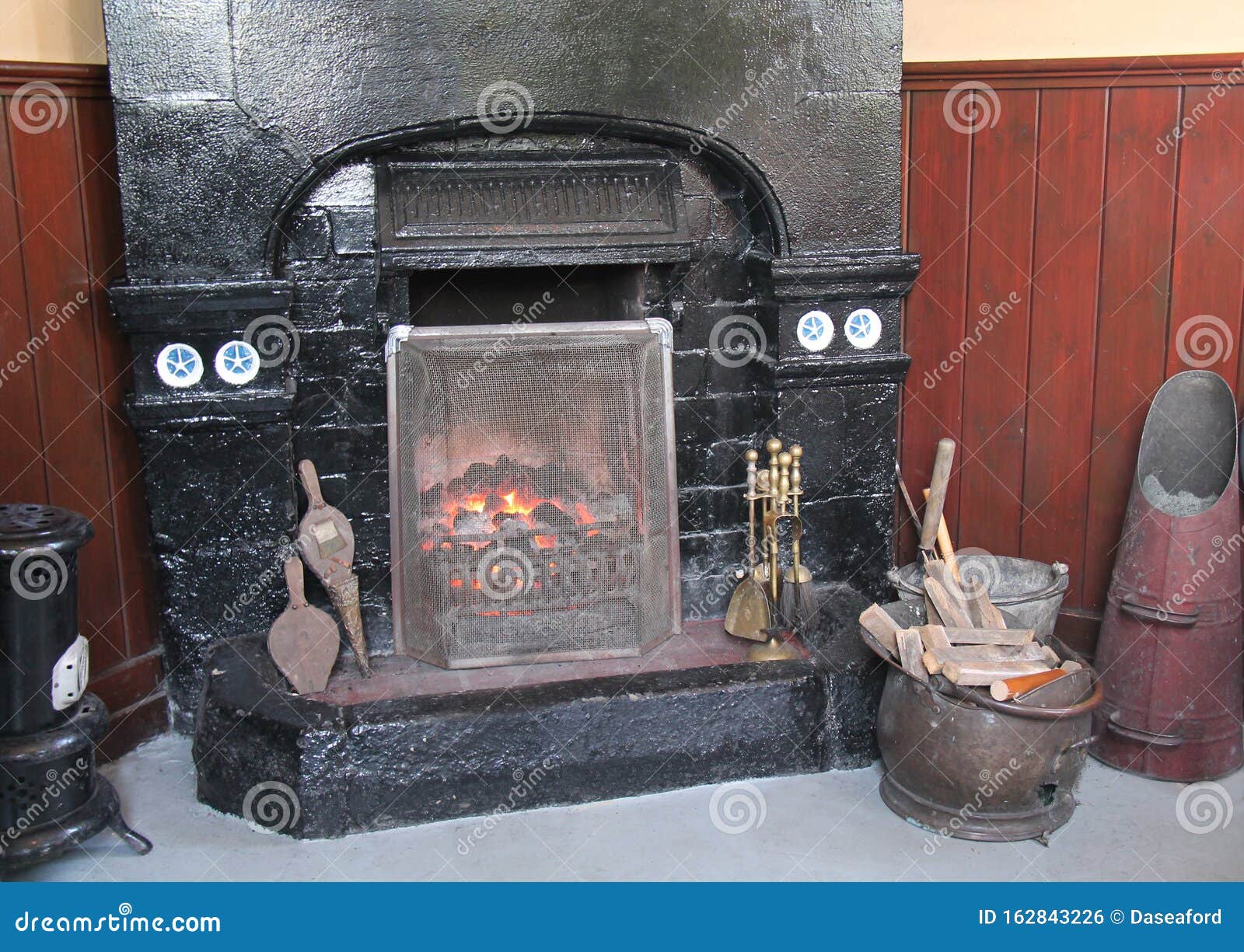 Coal Fired Fireplace. stock photo. Image of tactile - 162843226