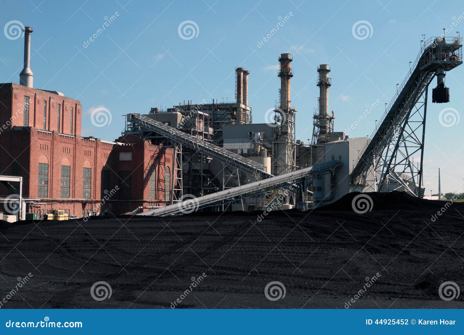 A Coal Fired Power Plant with Coal Yard Stock Photo - Image of ...