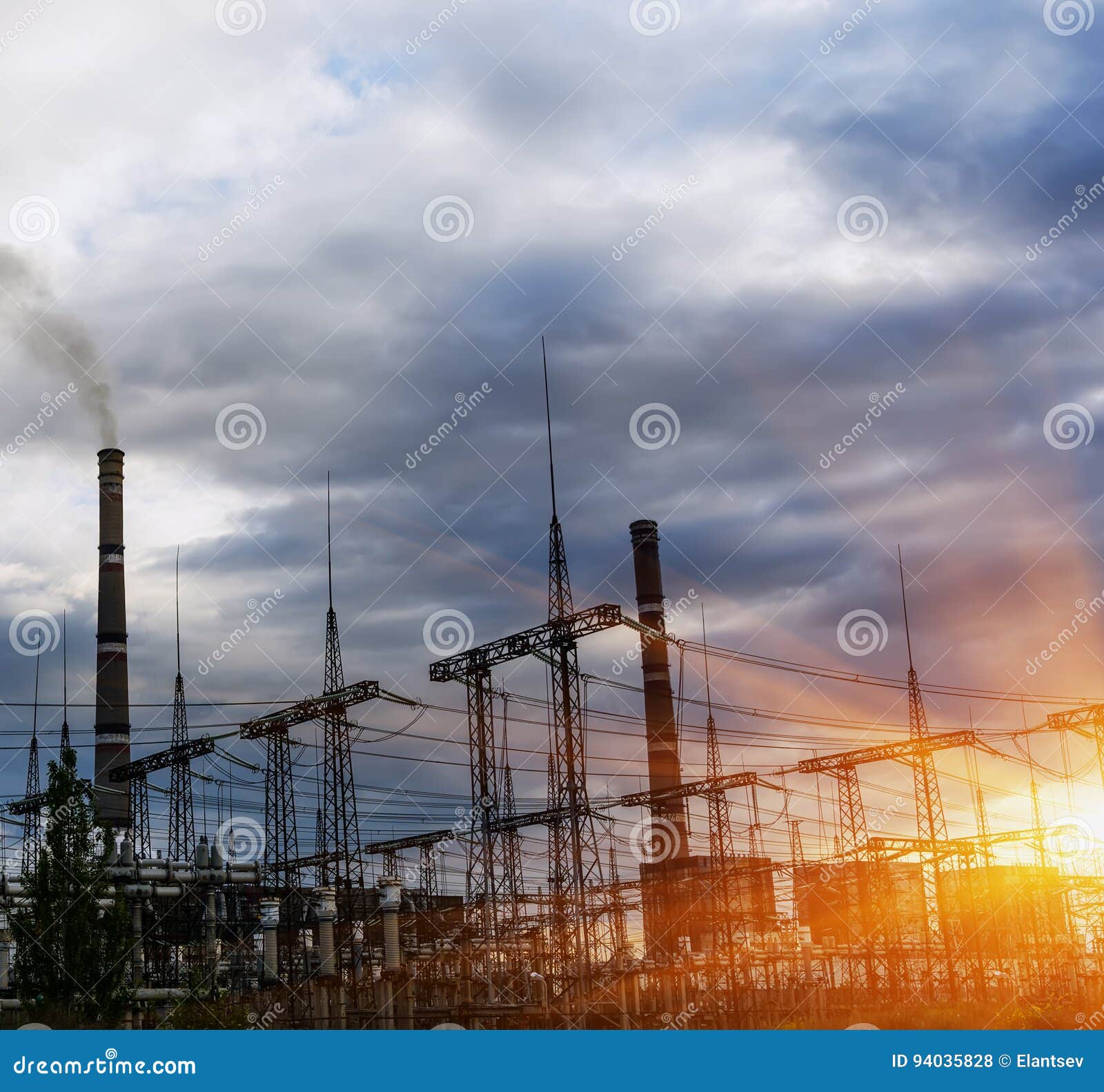 Coal-fired Power Station with Columns of Smoke Stock Photo - Image of ...