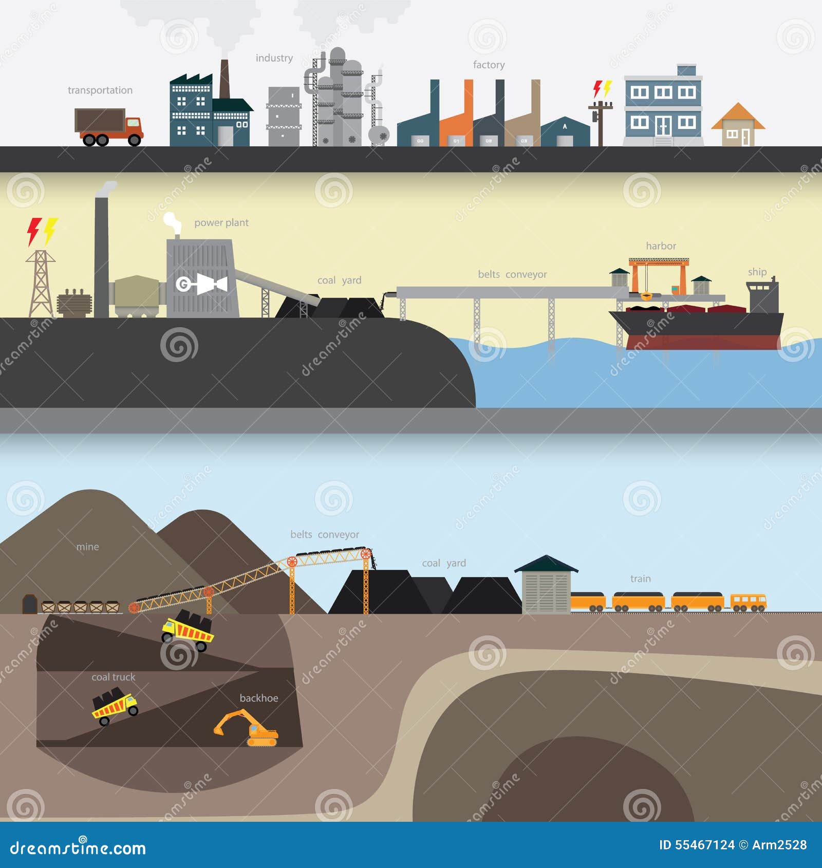 Coal graphic stock vector. Illustration of transportation - 55467124