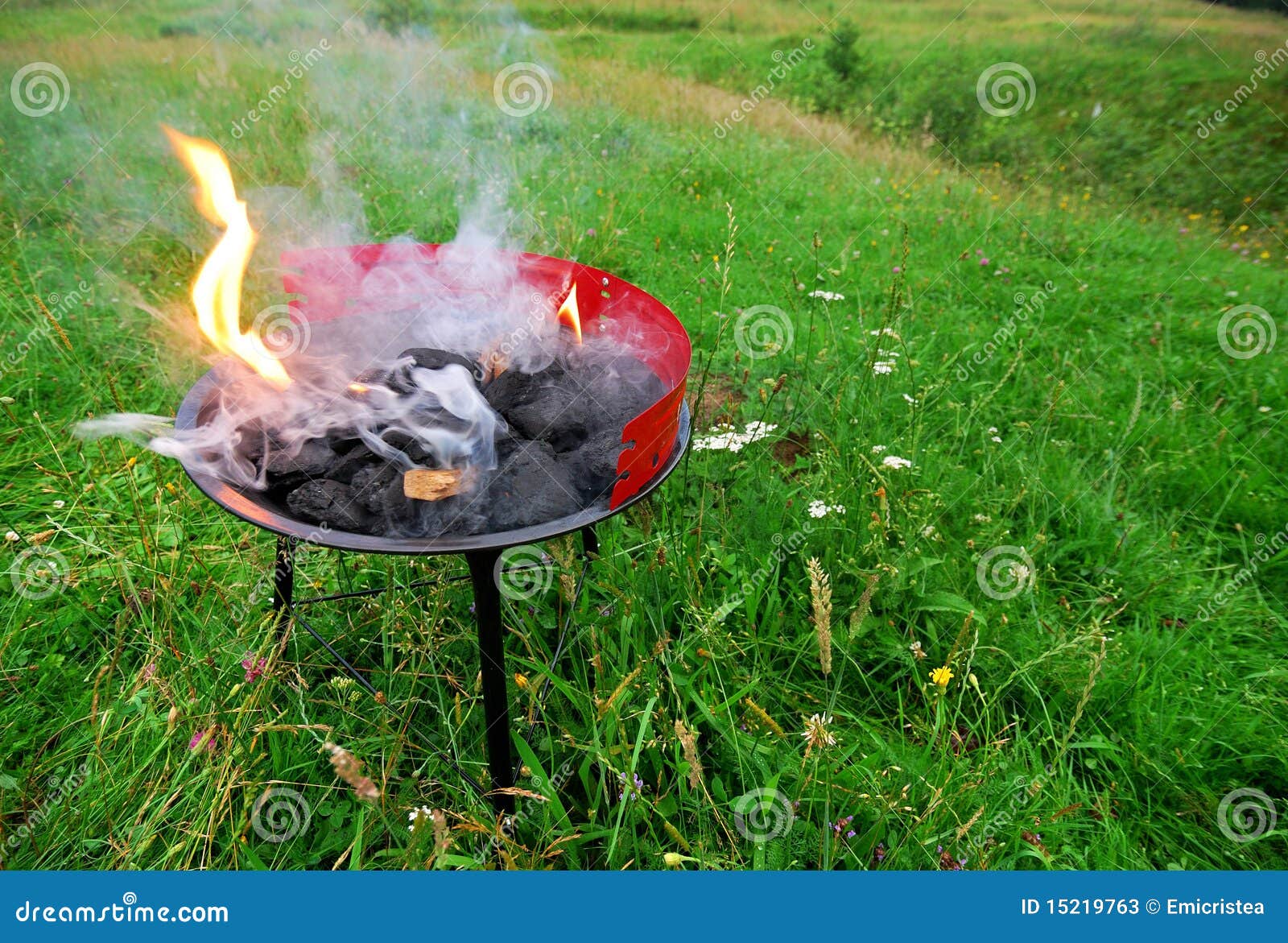Coal grill smoking stock image. Image of barbecue, picnic - 15219763