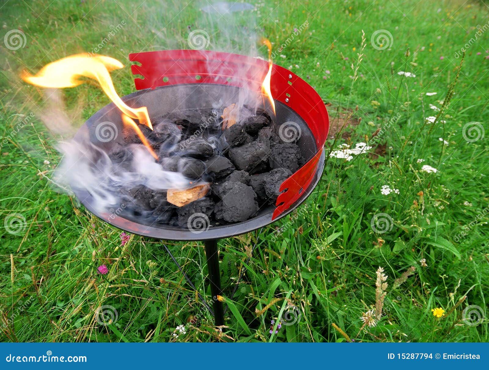 Coal grill smoking stock photo. Image of grilling, charcoal - 15287794