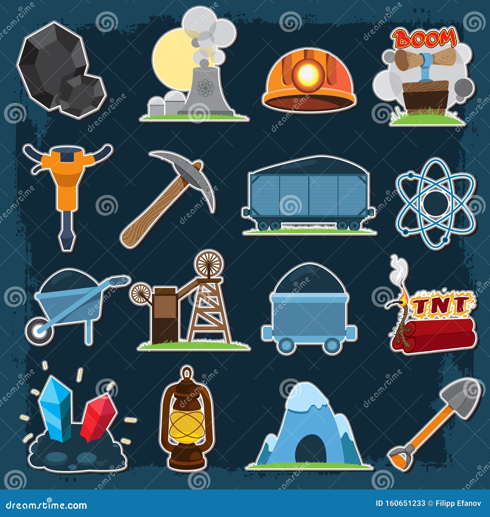 Coal Industry Icons, Characters, Icon Set For Infographics Royalty-Free ...