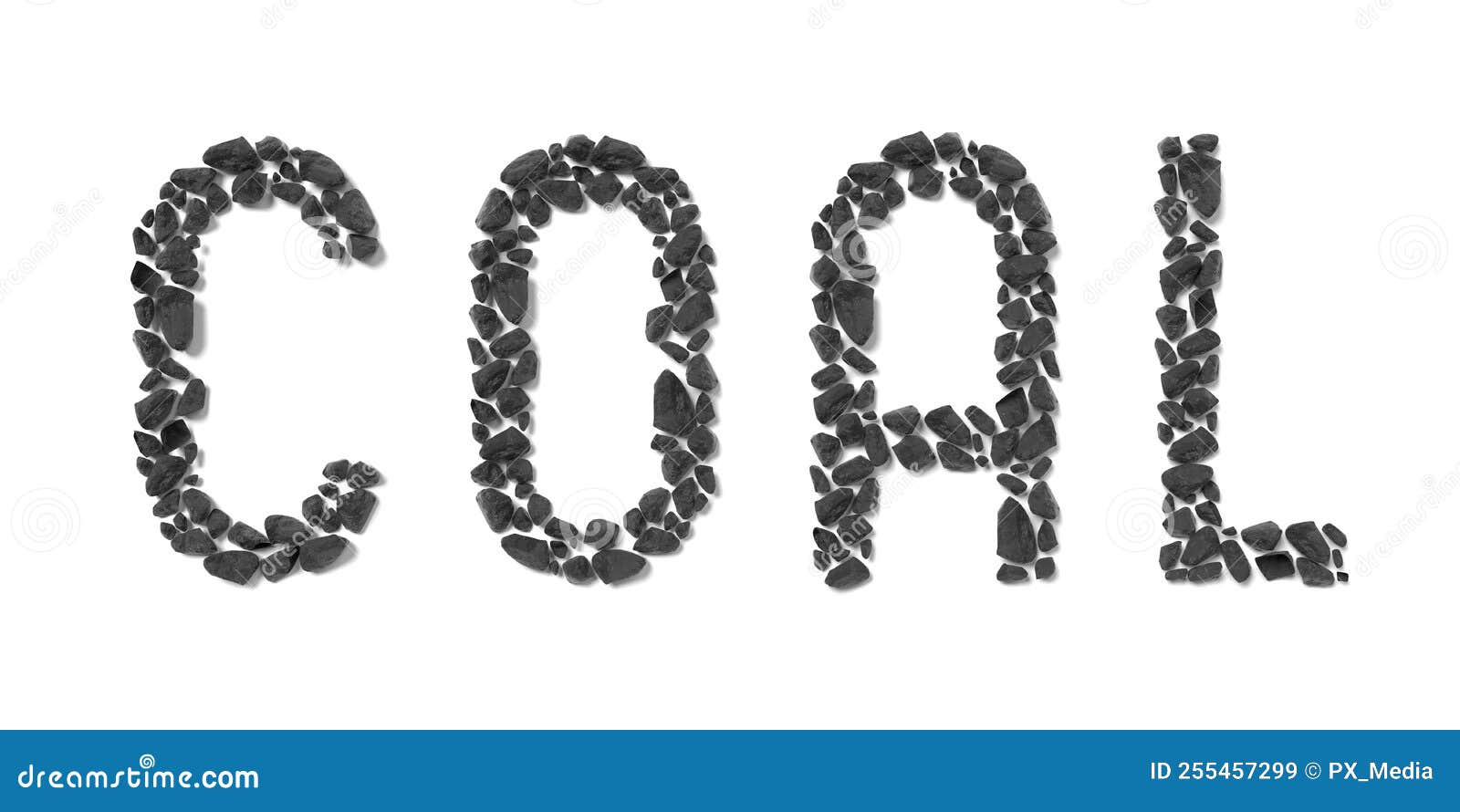 Coal Lettering on White Background - 3D Illustration Stock Illustration ...