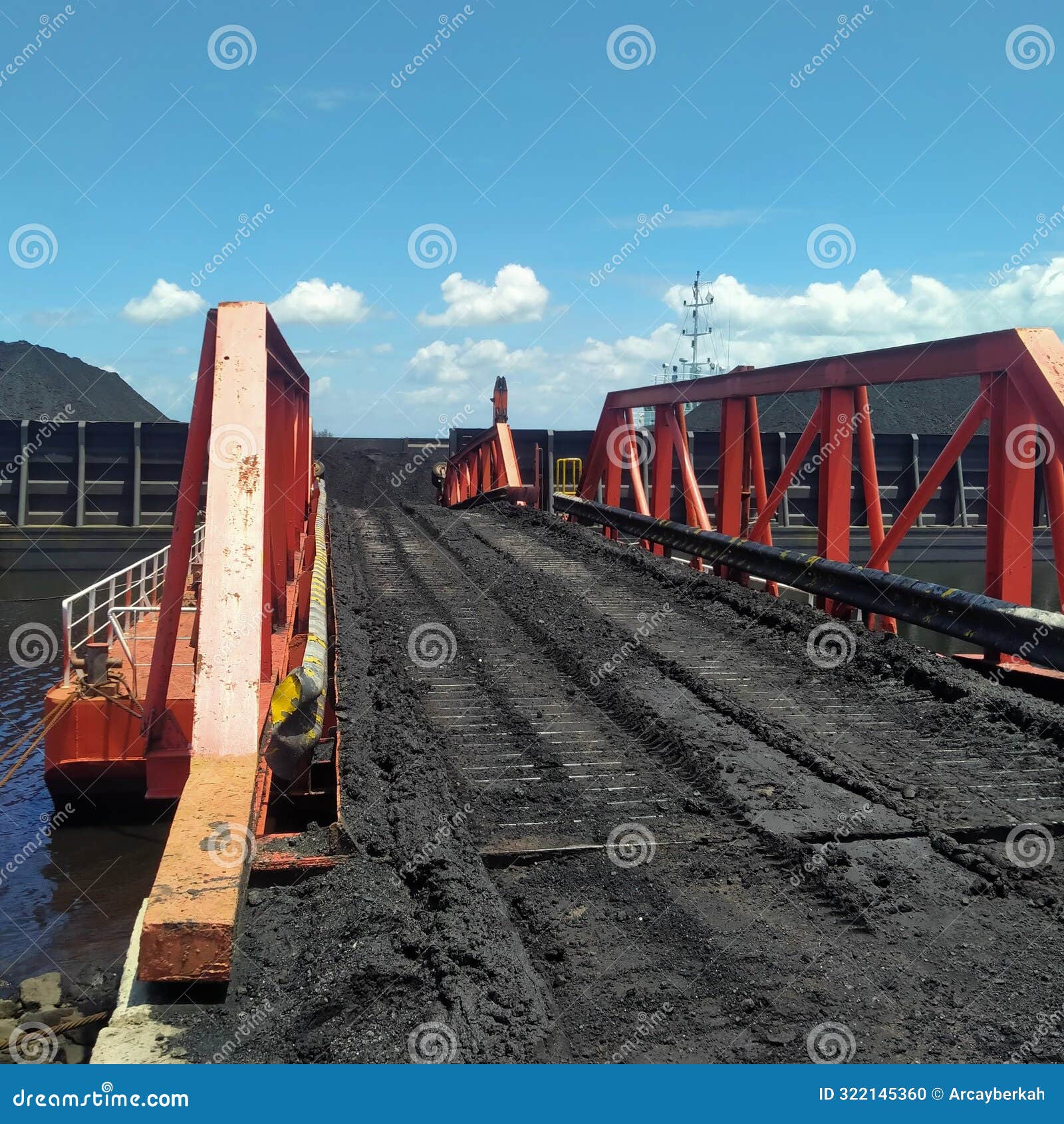 Coal Loading Unloading Barge Port Yard Stock Photo - Image of barge ...